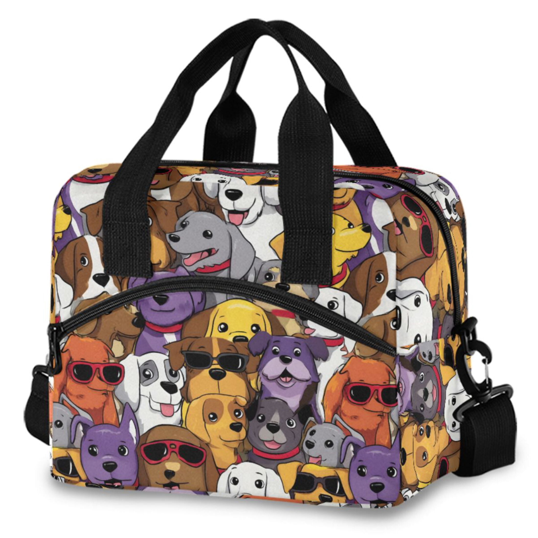 ALAZA Dog Colorful Insulated Lunch Box Large Reusable Cooler Bag with ...