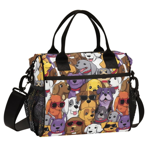 ALAZA Dog Colorful Print Cooler Lunch Bag Insulated Reusable Lunch Tote ...