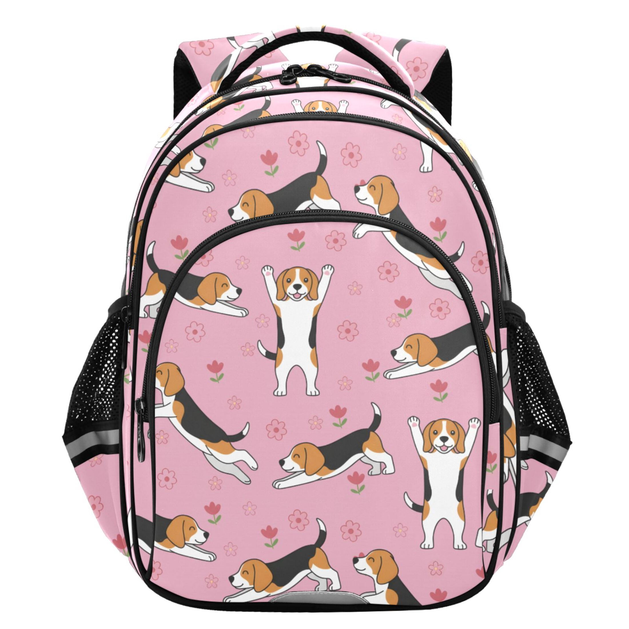 ALAZA Dog Cute Floral School Backpack Elementary Bag Student Bookbag ...