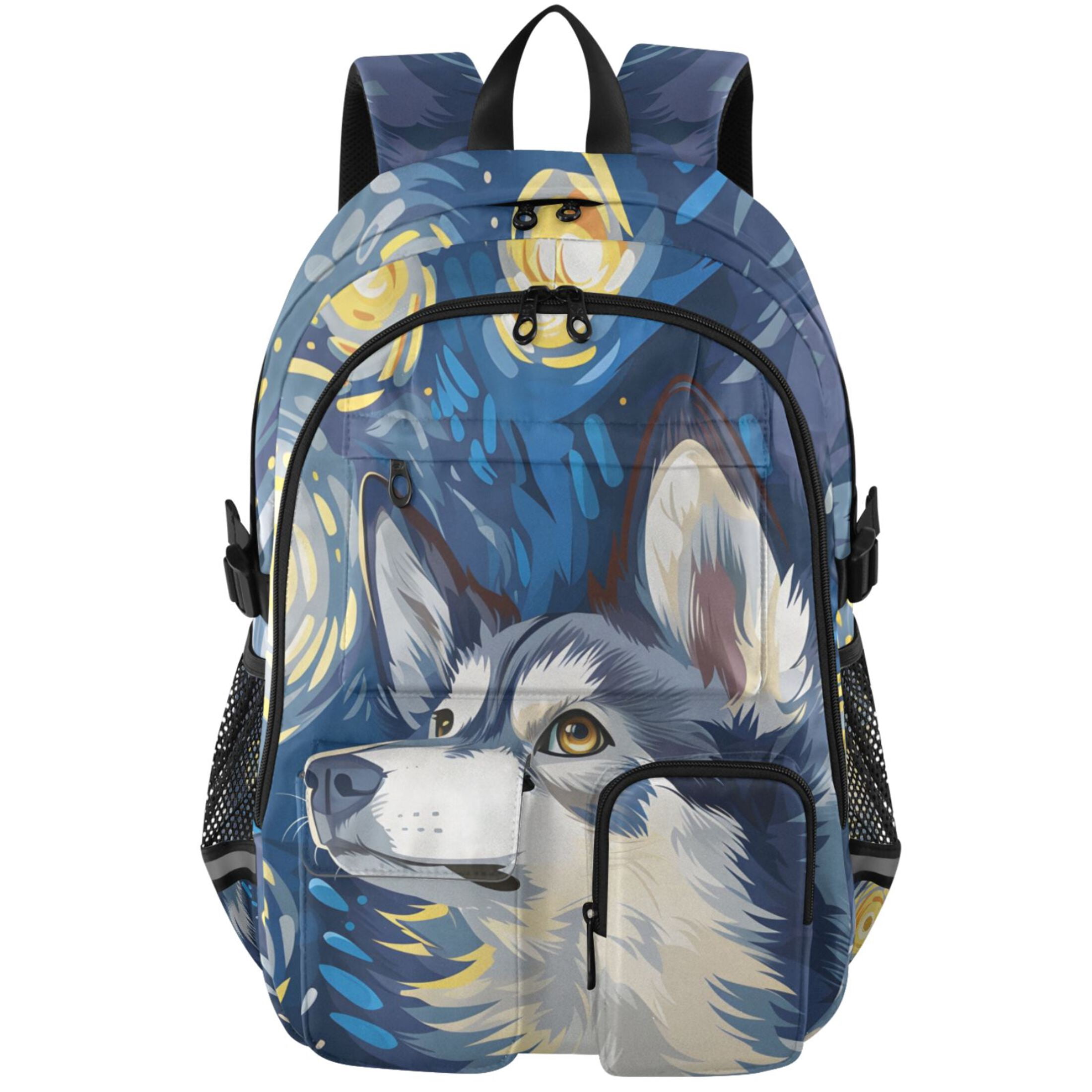 ALAZA Dog Starry Night Print Student Backpack School Bookbag Large ...