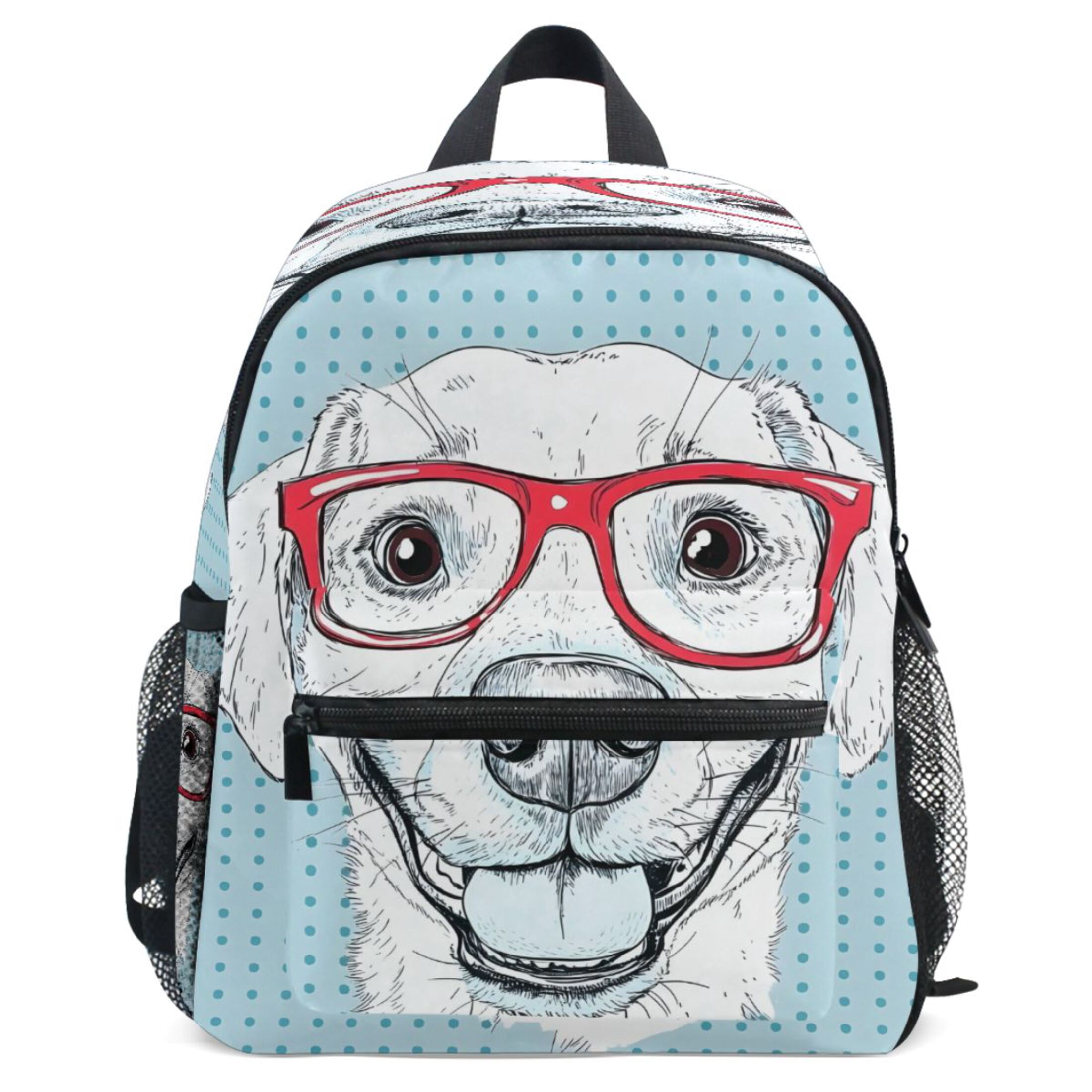 ALAZA Dog Wear Glasses Pattern School Backpack Student Bookbag Mini Bag ...