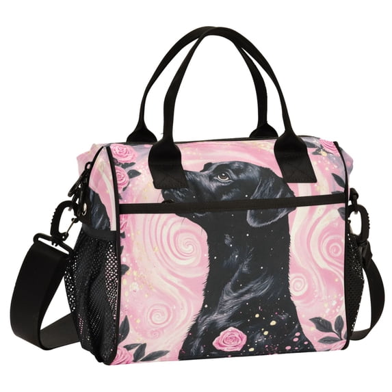 ALAZA Dog in Swirl Flower Print Cooler Lunch Bag Insulated Reusable ...