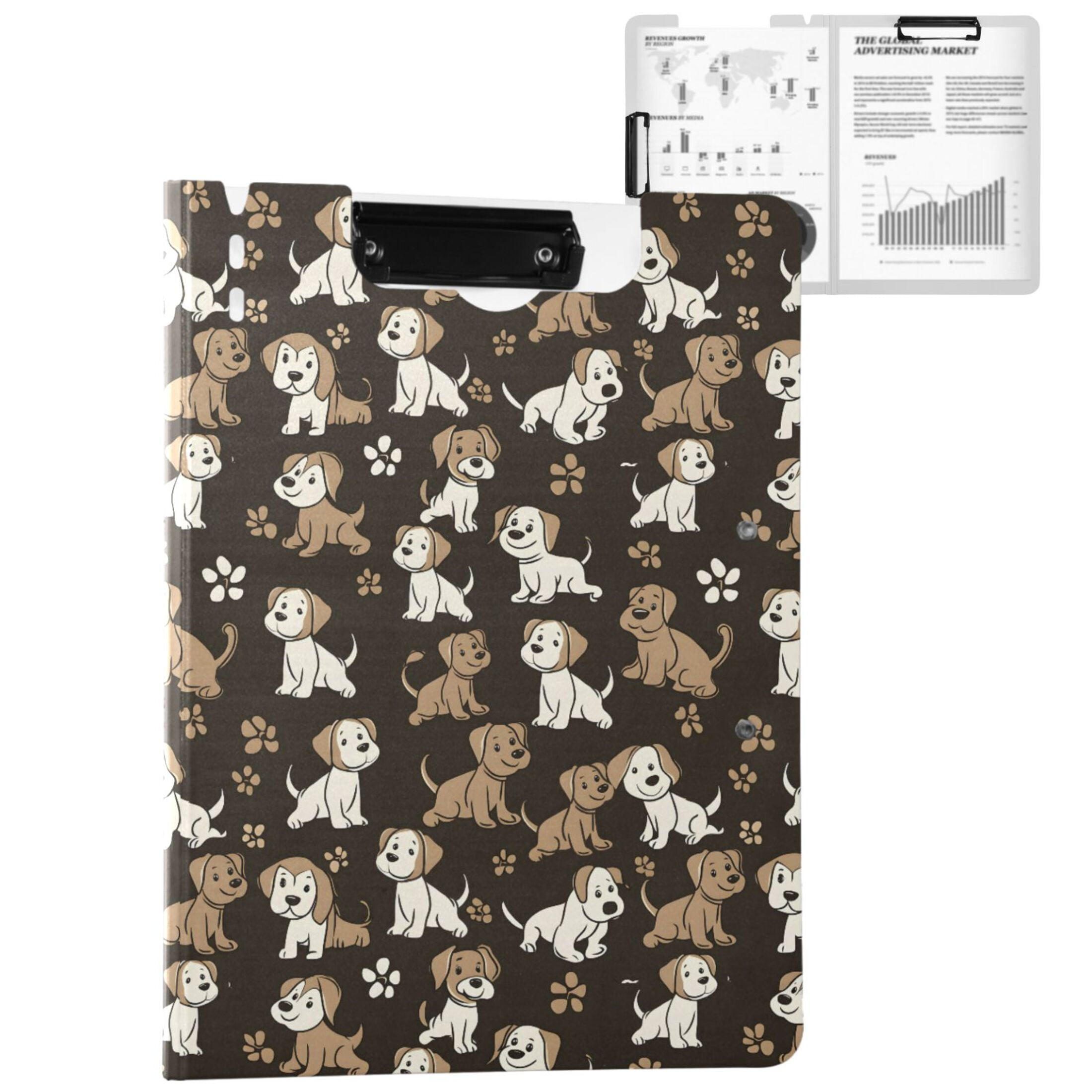 ALAZA Dogs Cute Footprint A4 Foldable Clipboard 360 Degree Folder ...