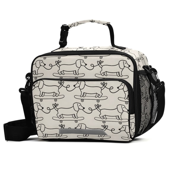 ALAZA Dogs Skating Lunch Box Insulated Cooler Bag Reusable Tote Bags ...