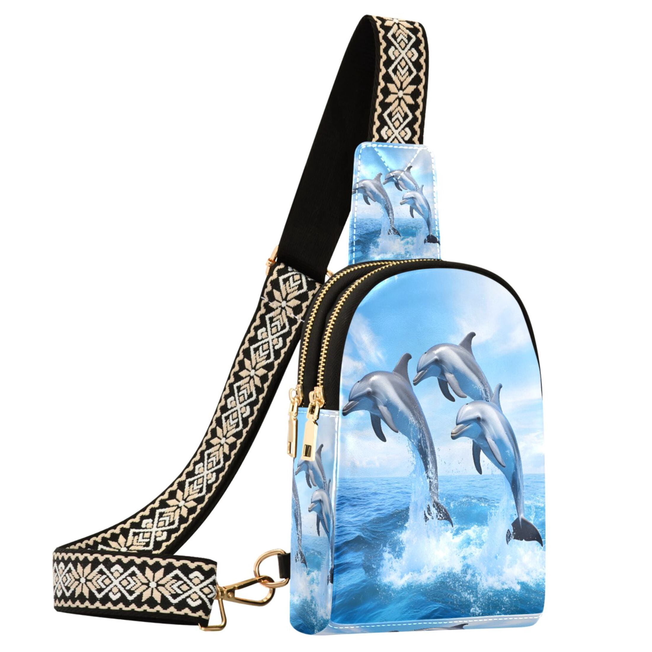 ALAZA Dolphin Jumping Sling Bag for Women Men Waterproof Crossbody ...