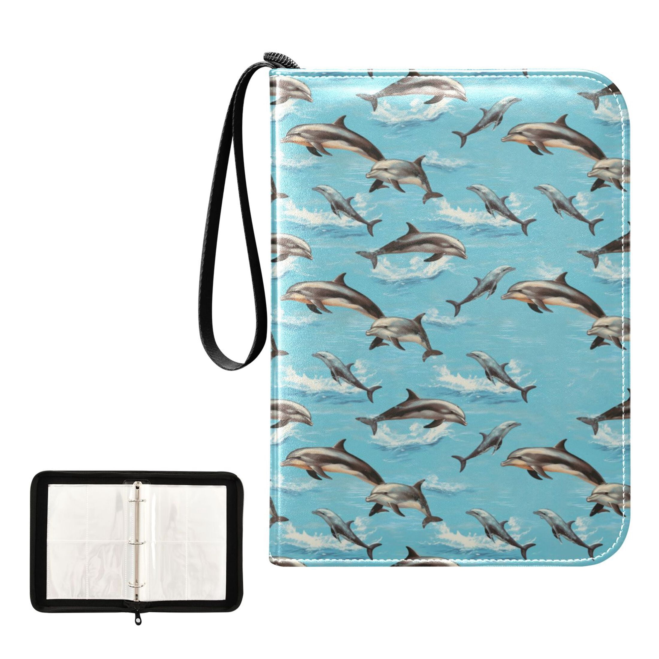 ALAZA Dolphins Trading Card Binder 4 Pocket Cards Collection Album 400 ...
