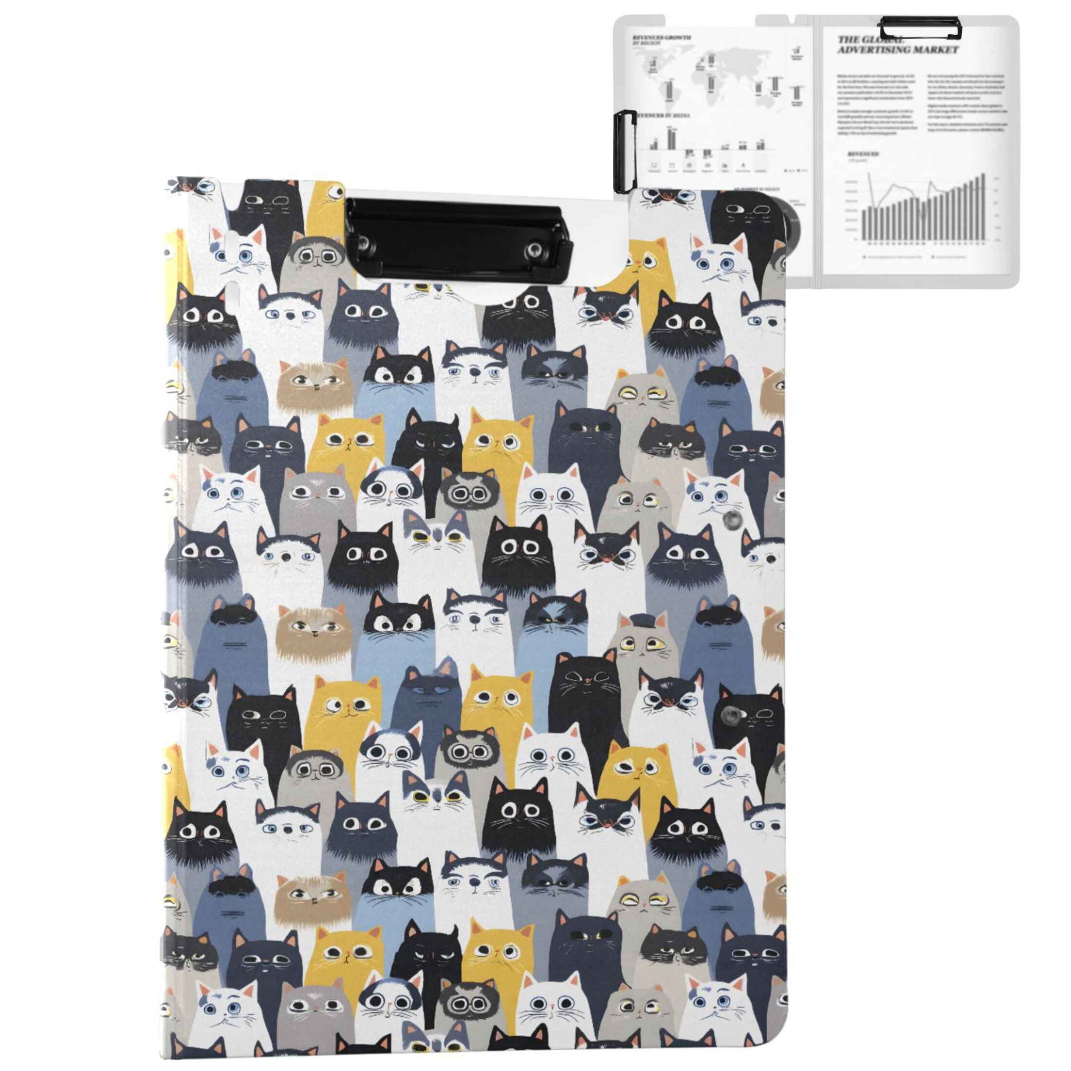ALAZA Doodle Cute Cats Cartoon A4 Foldable Clipboard 360 Degree Folder ...