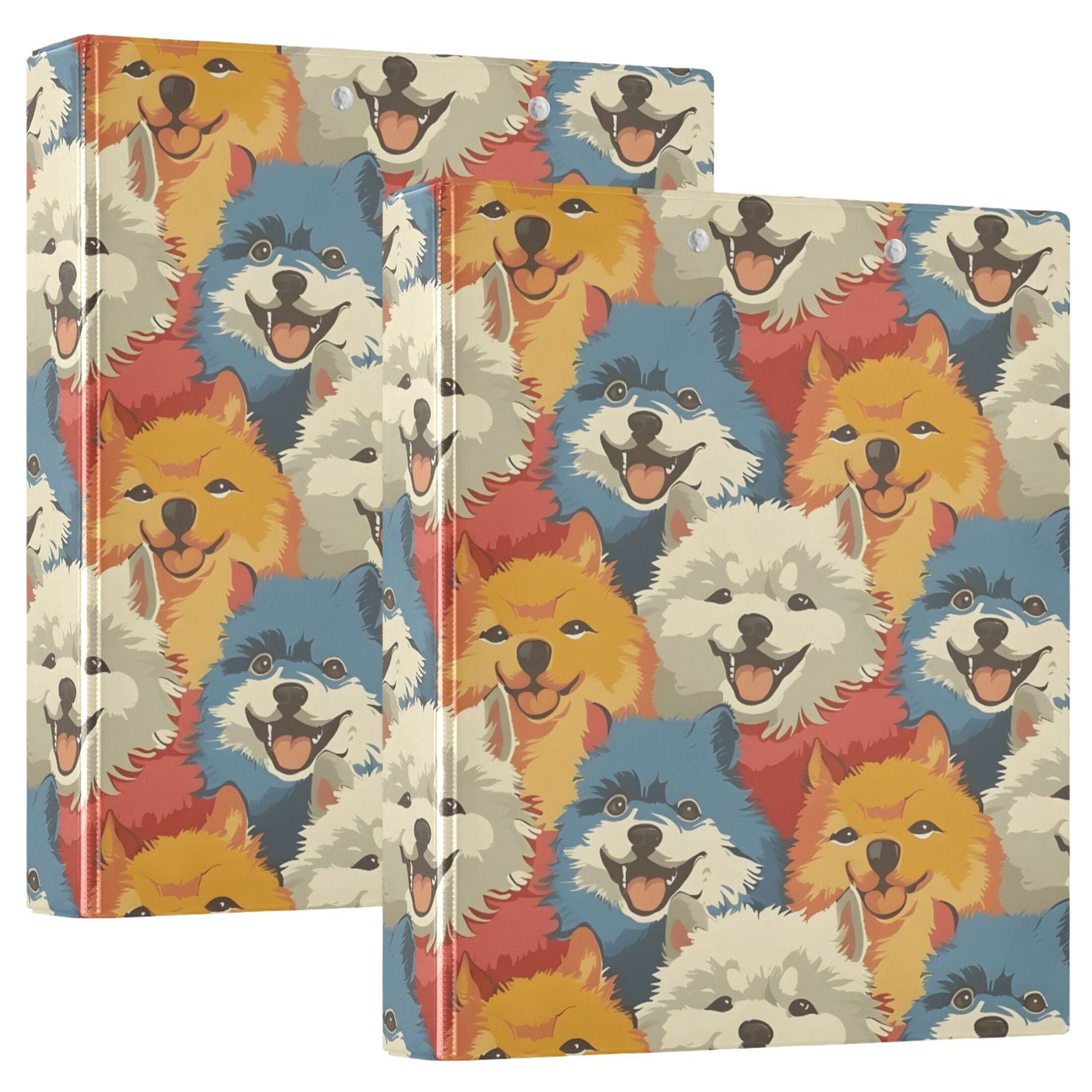 ALAZA Doodle Cute Dog Face Hardcover 3 Ring Binder 1.5" D-Rings with ...