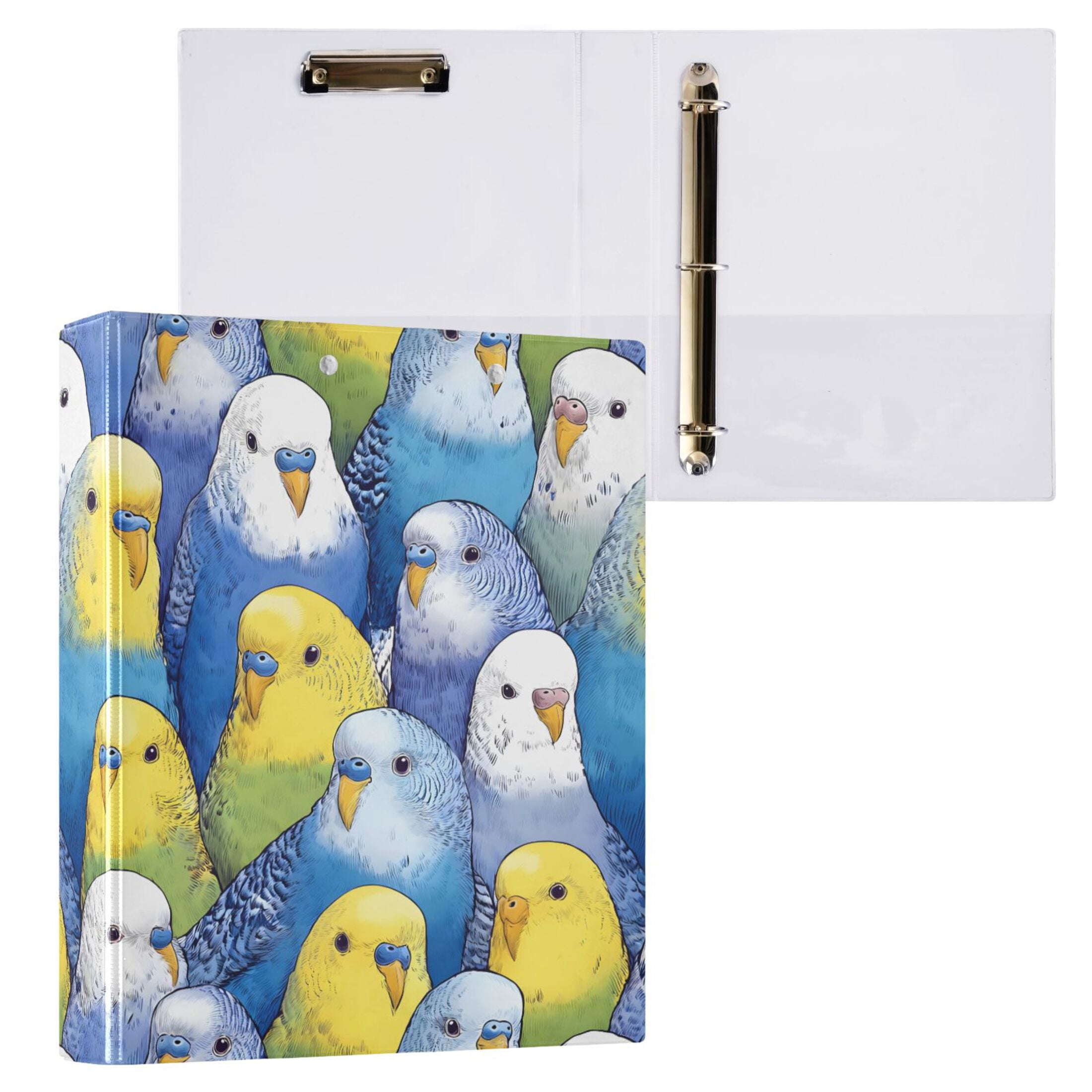 ALAZA Doodle Parrot-2 Hardcover 3 Ring Binder 1.5" D-Rings with ...