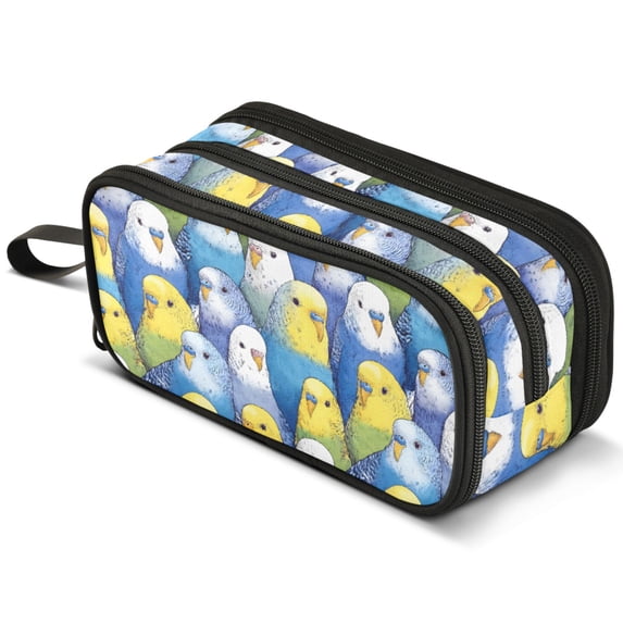 ALAZA Doodle Parrot-2 Pencil Case Bag Large 3 Compartment Pen Pouch ...