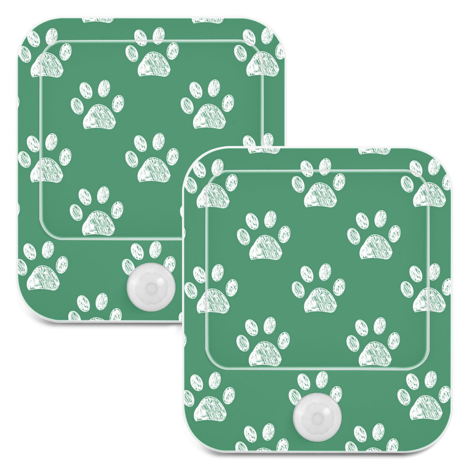 ALAZA Doodle Paw Print Green Cute Night Lights Plug into Wall -2 Pack ...
