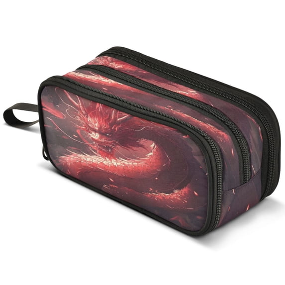 ALAZA Dragon Cool Red Pencil Case Bag Large 3 Compartment Pen Pouch ...
