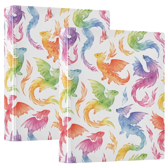 ALAZA Dragon Fire Rainbow Hardcover 3 Ring Binder 1.5" D-Rings with ...