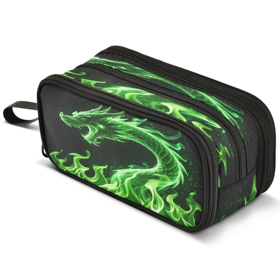 ALAZA Dragon Green Pencil Case Bag Large 3 Compartment Pen Pouch Holder ...
