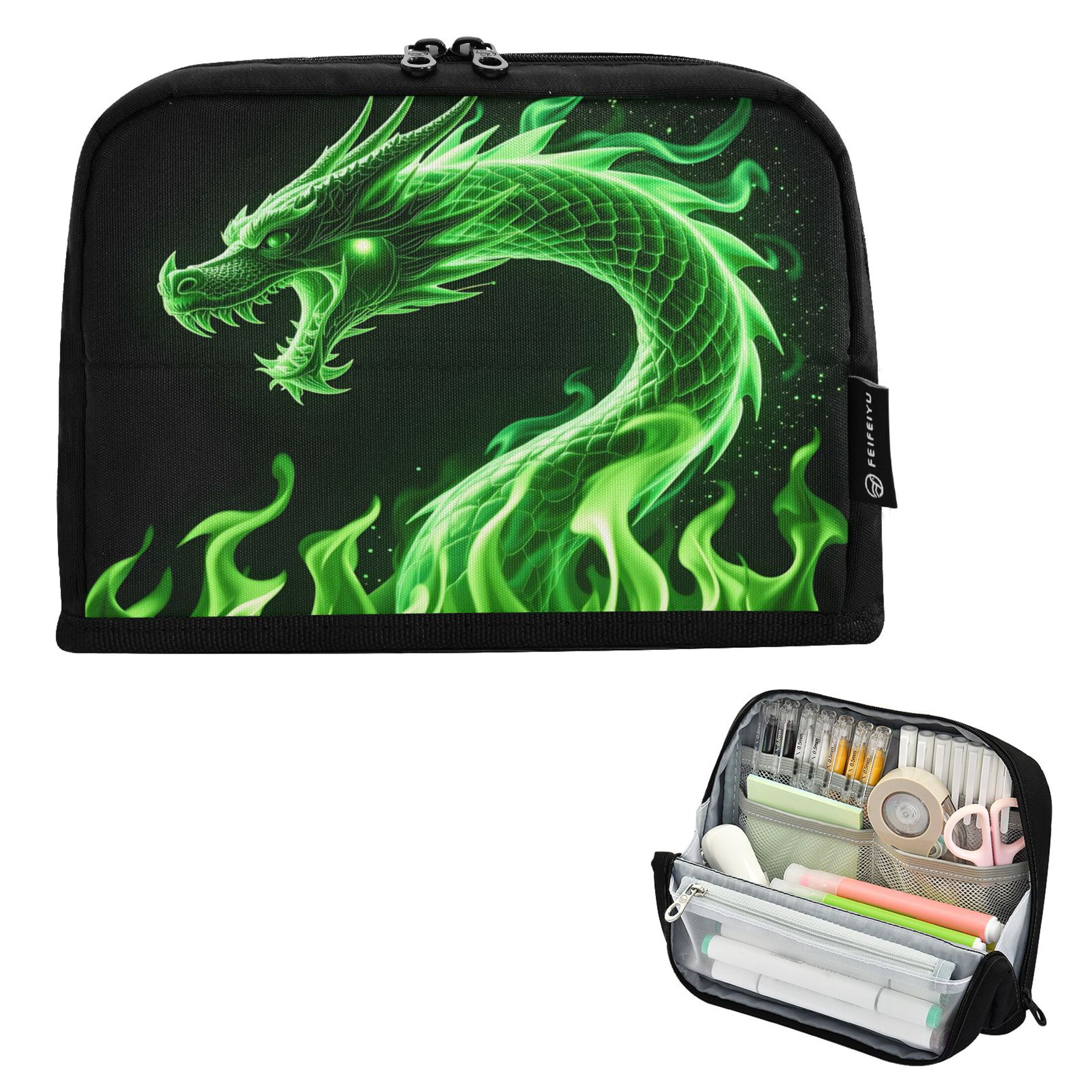ALAZA Dragon Green Pencil Case Pen Pouch Bag Large Capacity Organizer ...