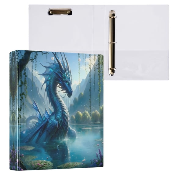 ALAZA Dragon Of Lake Hardcover 3 Ring Binder 1.5" D-Rings with Interior ...