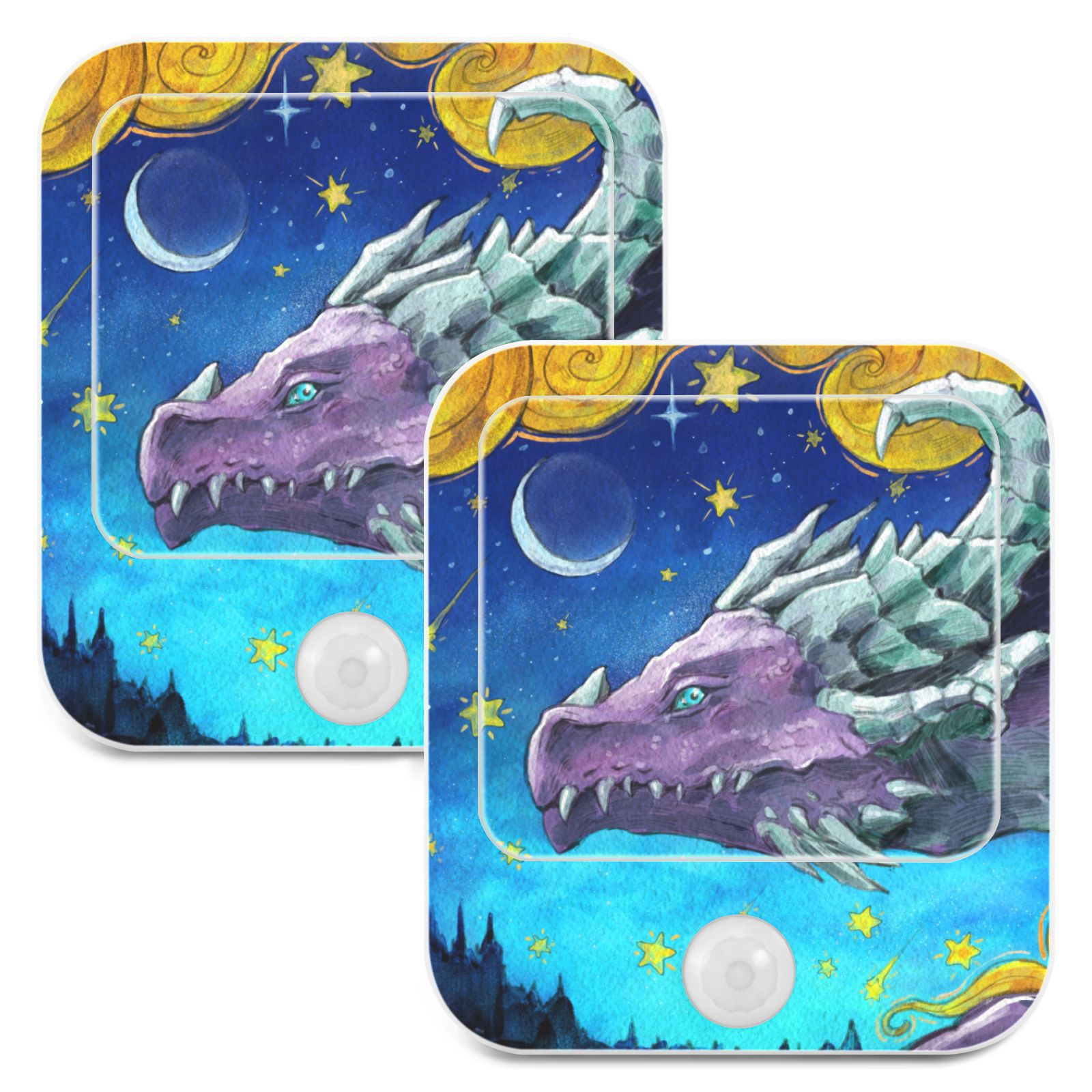 ALAZA Dragon Starry Sky Anime Cute Night Lights Plug into Wall -2 Pack ...