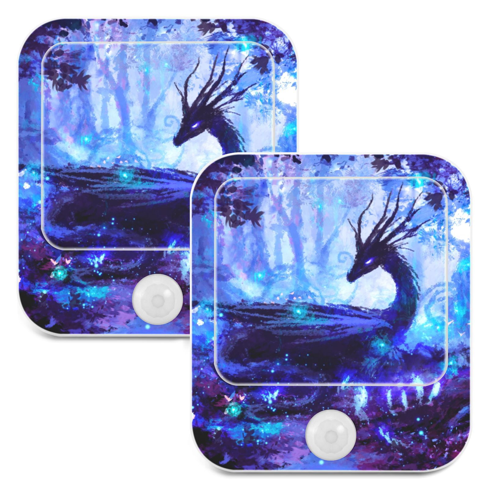 ALAZA Dragon in Forest Cute Night Lights Plug into Wall -2 Pack, Motion ...