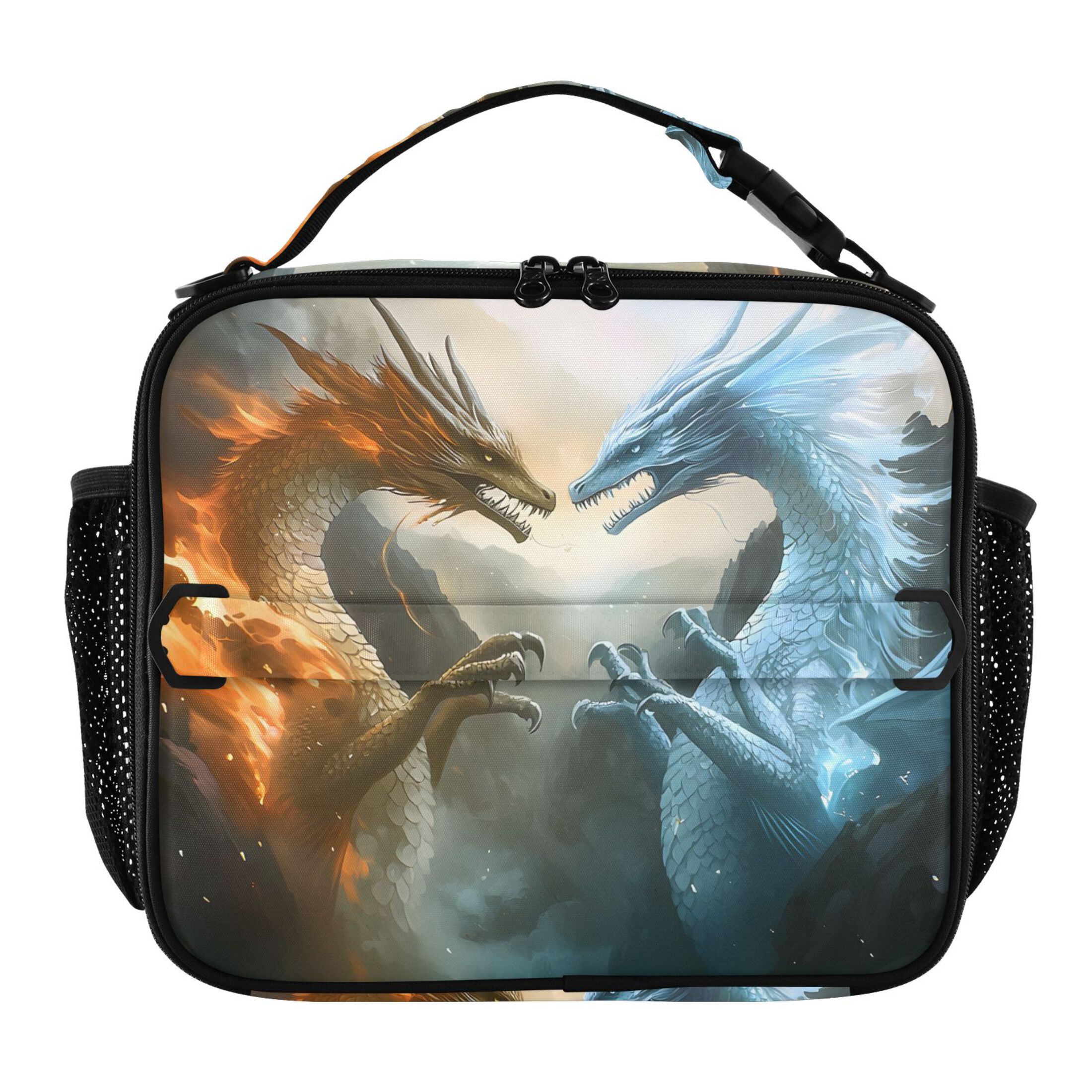 ALAZA Dragons Lunch Box Insulated Lunch Bag Cooler Tote with Shoulder ...