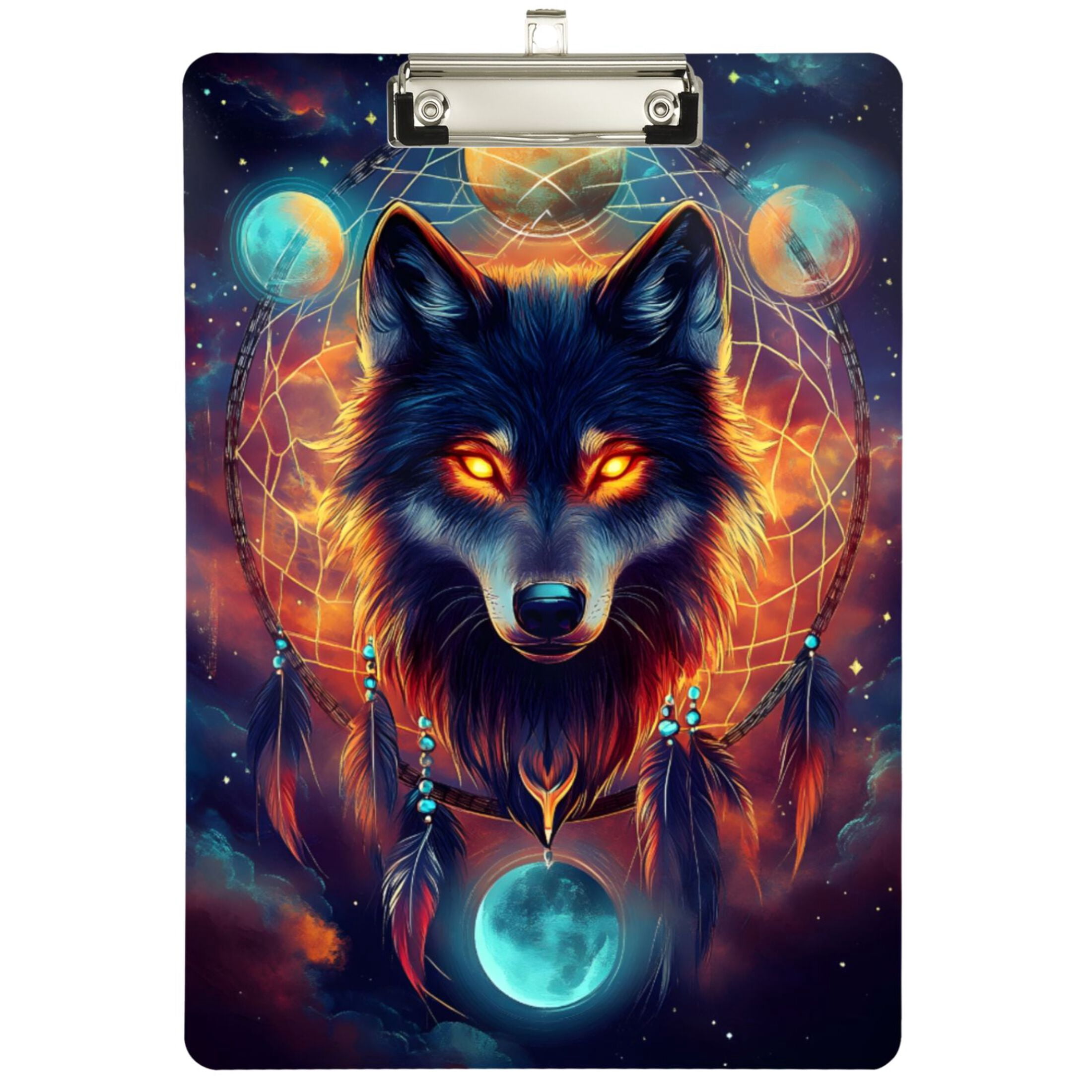 ALAZA Dreamcatcher Wolf Plastic Clipboard A4 Letter Size Decorative ...