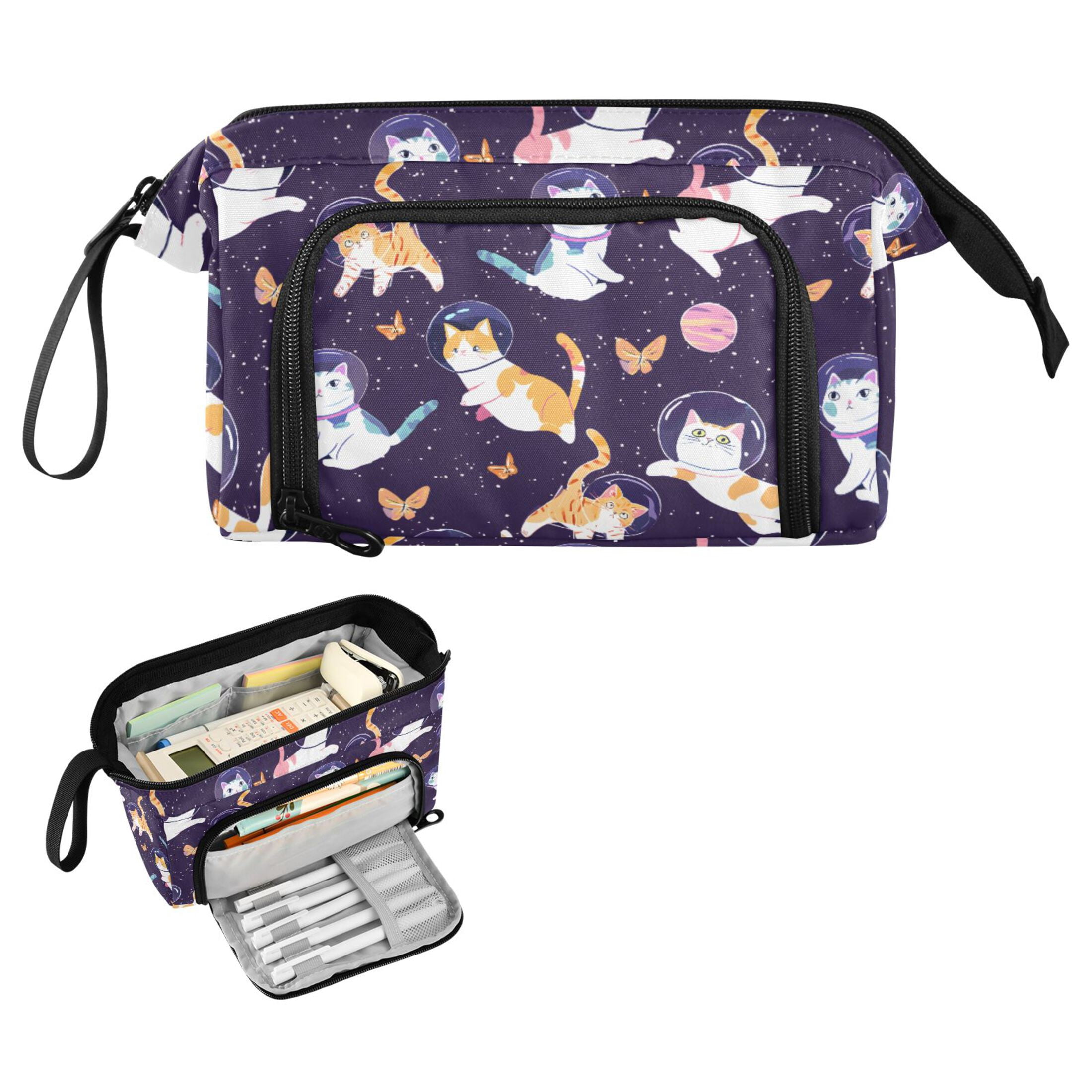ALAZA Dreamy Cat Astronaut Pencil Pouch Big Capacity Pencil Case Zipper ...