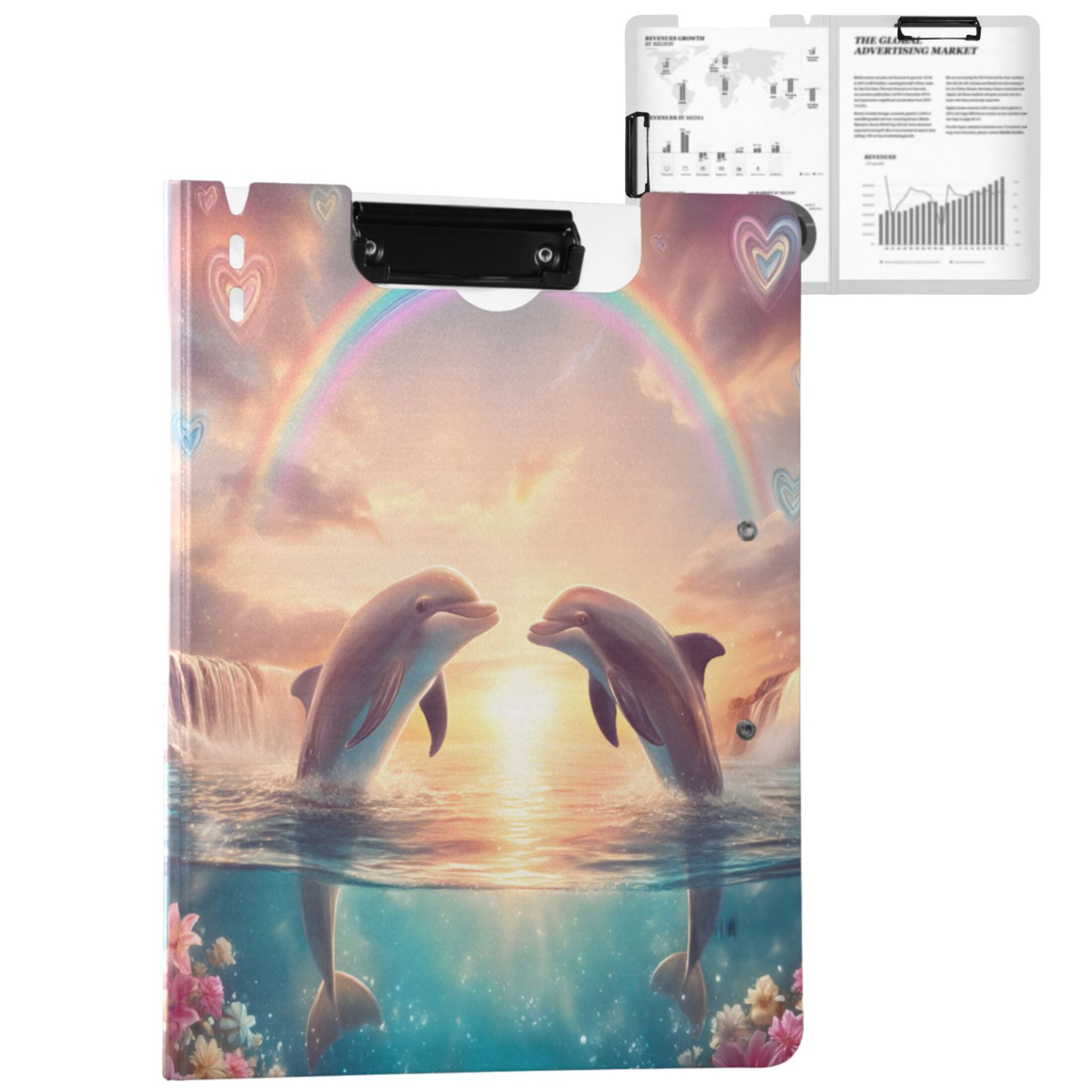 ALAZA Dreamy Dolphins A4 Foldable Clipboard 360 Degree Folder Binder ...