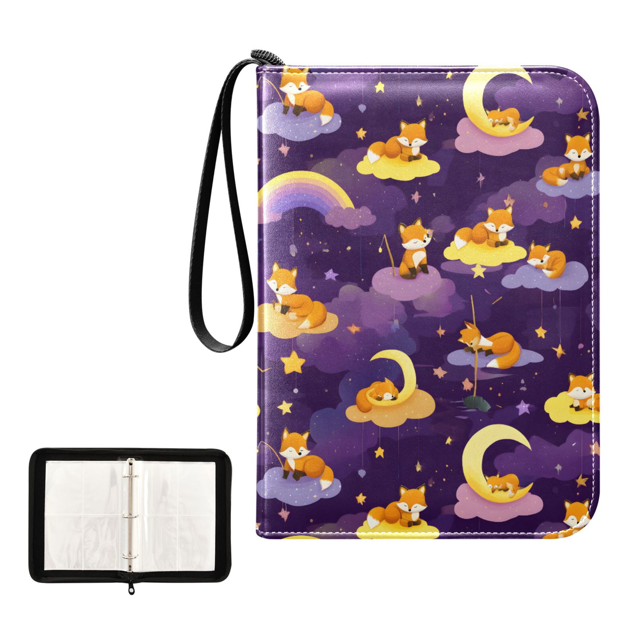ALAZA Dreamy Rainbows Fox Trading Card Binder 4 Pocket Cards Collection ...