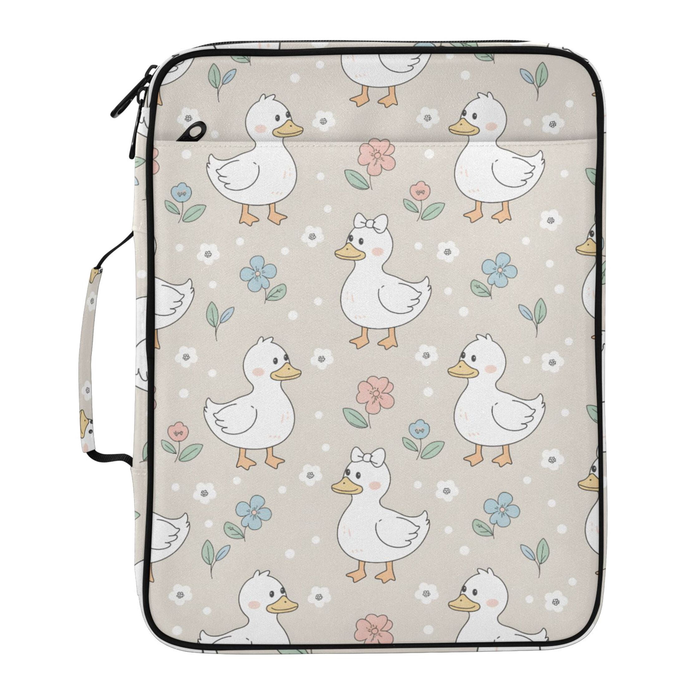 ALAZA Duck Flower Pattern Expanding Accordion File Folder 3 Ring Zipper ...