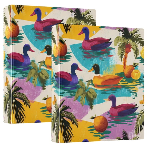 ALAZA Duck Palm Trees Hardcover 3 Ring Binder 1.5" D-Rings with ...
