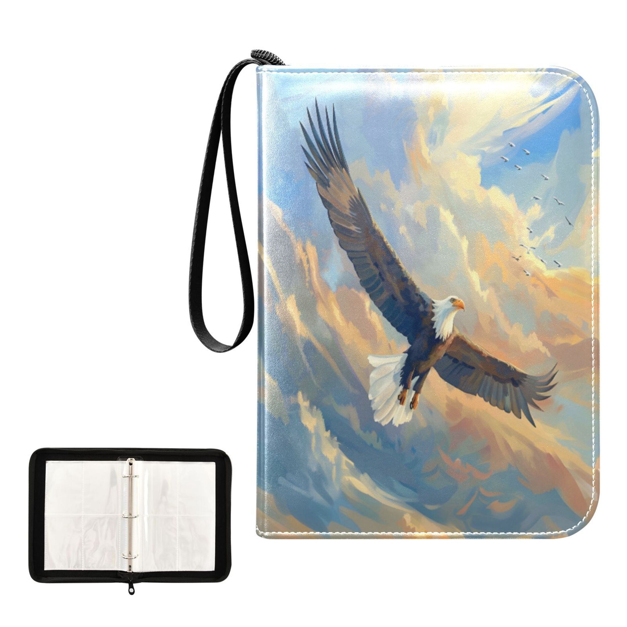 ALAZA Eagle Flying in Sky Trading Card Binder 4 Pocket Cards Collection ...