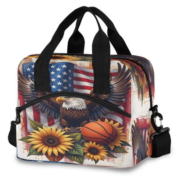ALAZA Eagle Sunflowers Flag Insulated Lunch Box Large Reusable Cooler ...