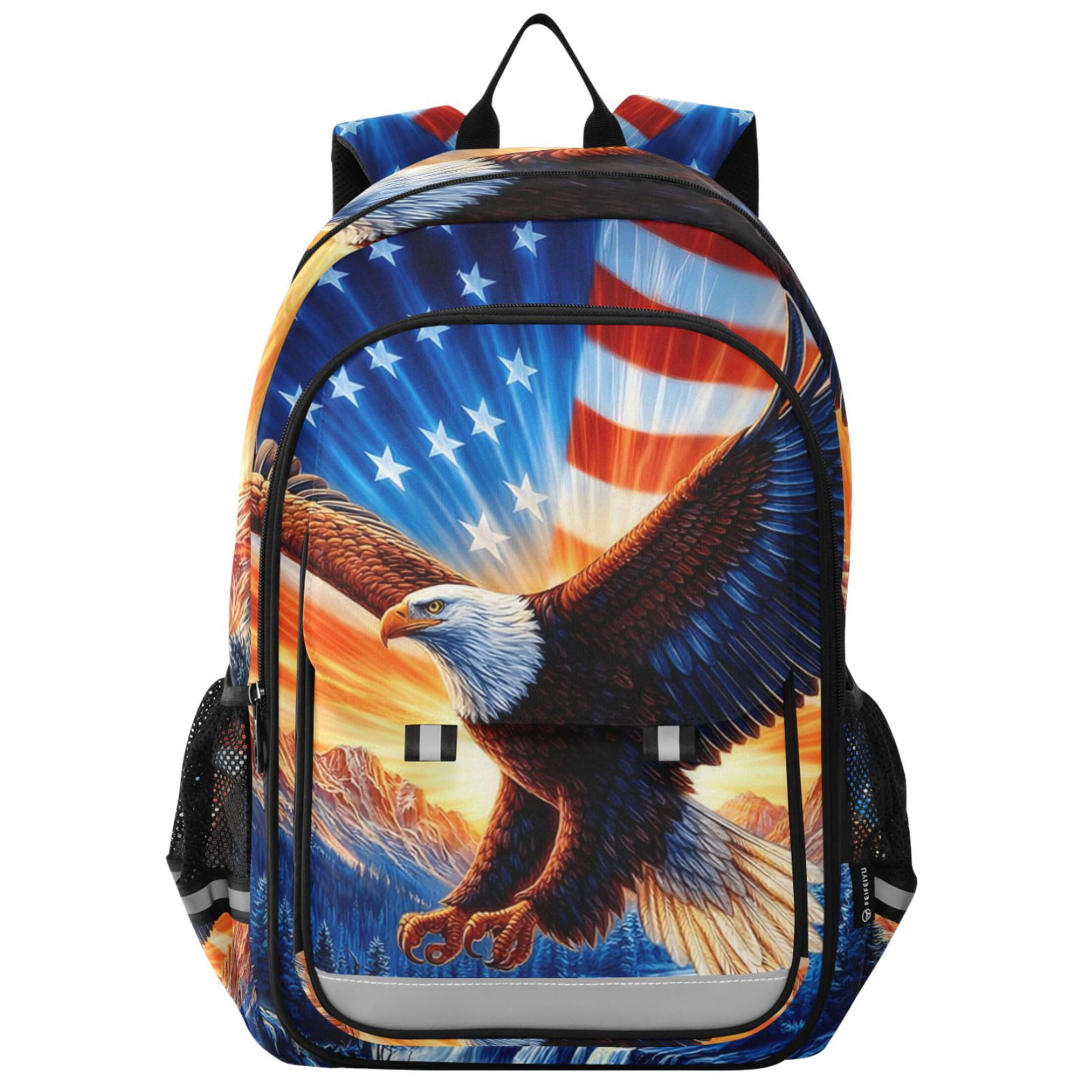 ALAZA Eagle Usa Flag Mountain School Laptop Backpack Travel Bag Casual ...