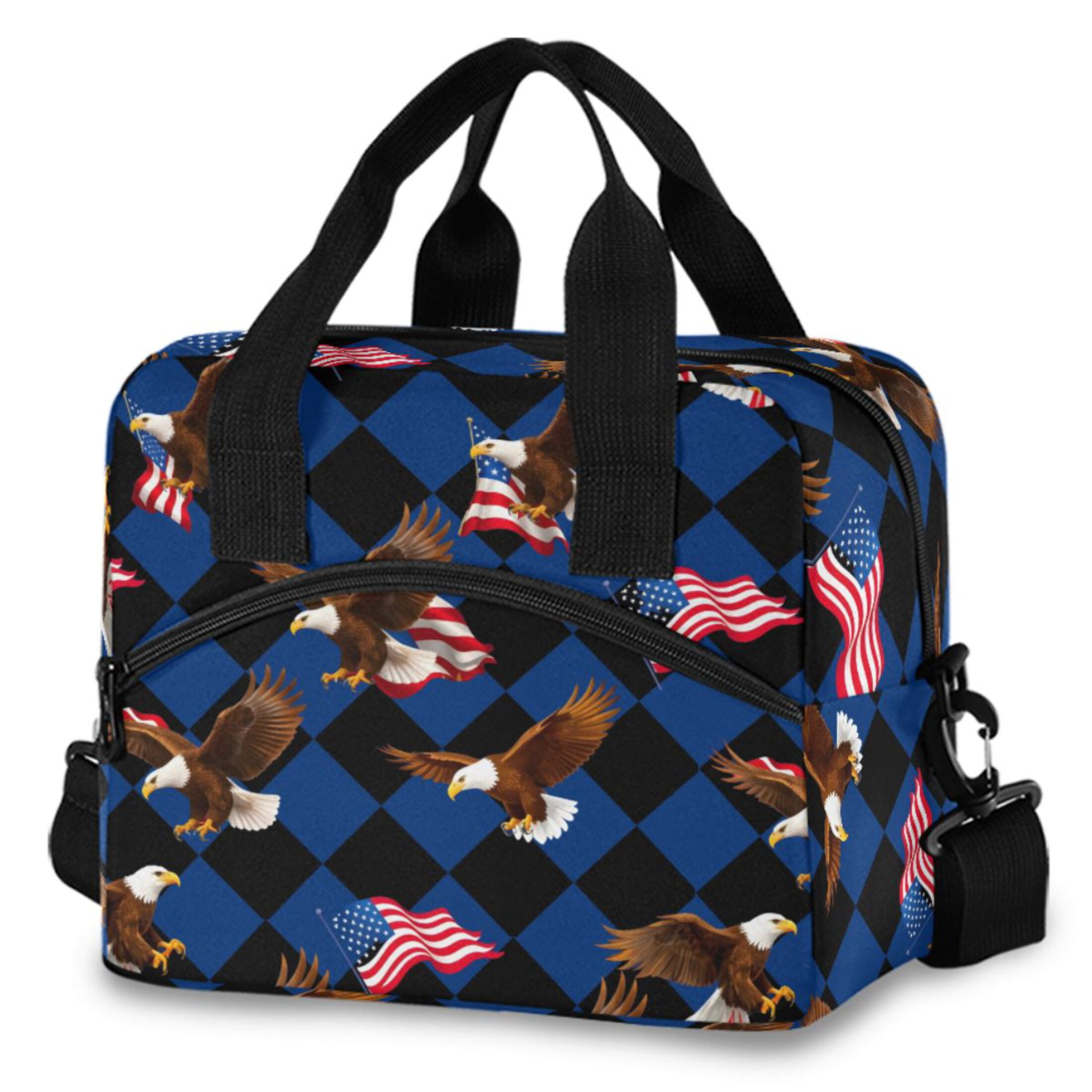 ALAZA Eagles Flag Checkered Insulated Lunch Box Large Reusable Cooler ...