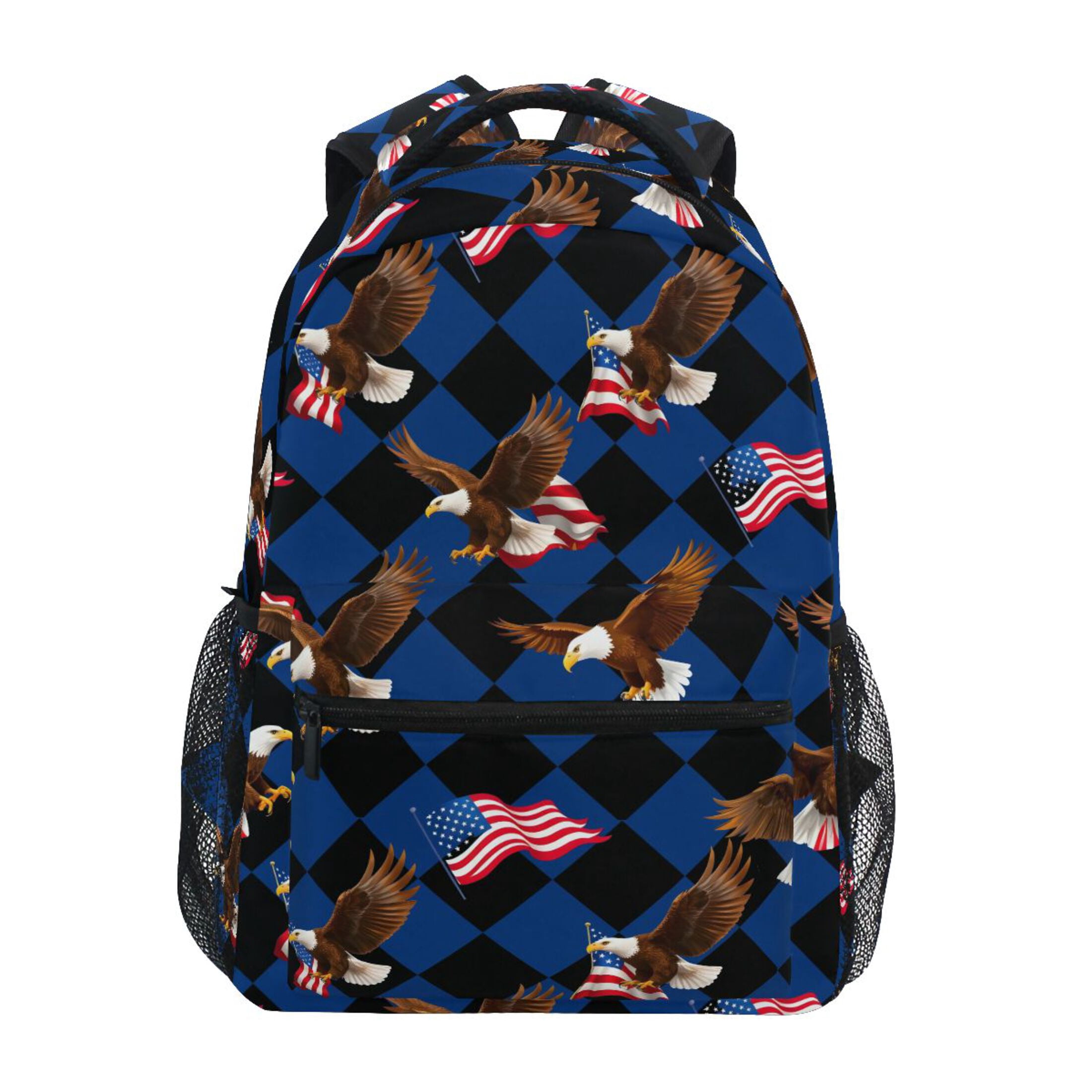 ALAZA Eagles Flag Checkered Pattern School Backpack Elementary Bookbag ...