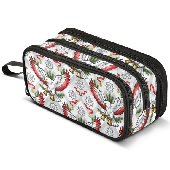 ALAZA Eagles Snowflakes Pencil Case Bag Large 3 Compartment Pen Pouch ...