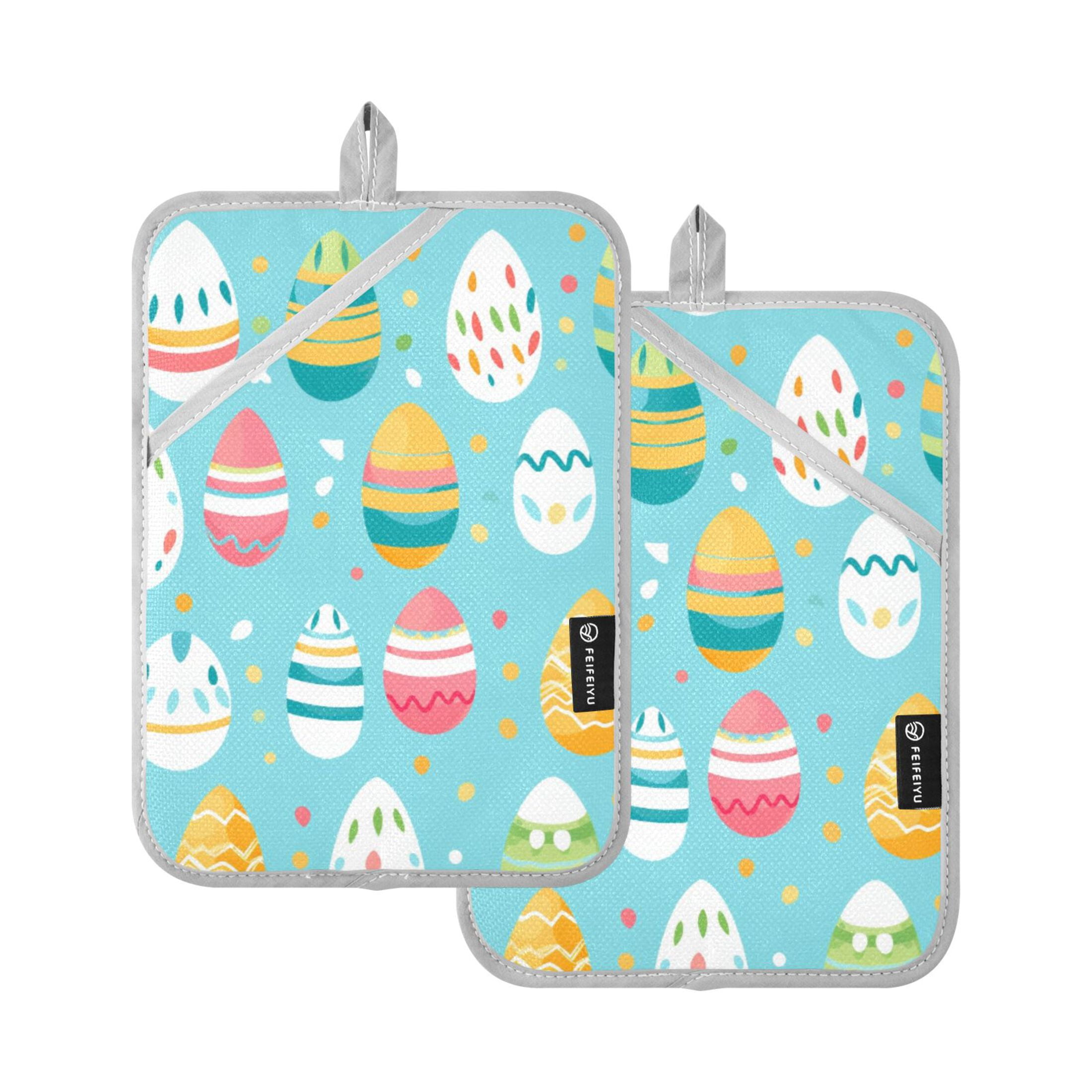 ALAZA Easter Egg Pot Holders Set of 2 Heat Resistant Kitchen Oven Mitts ...