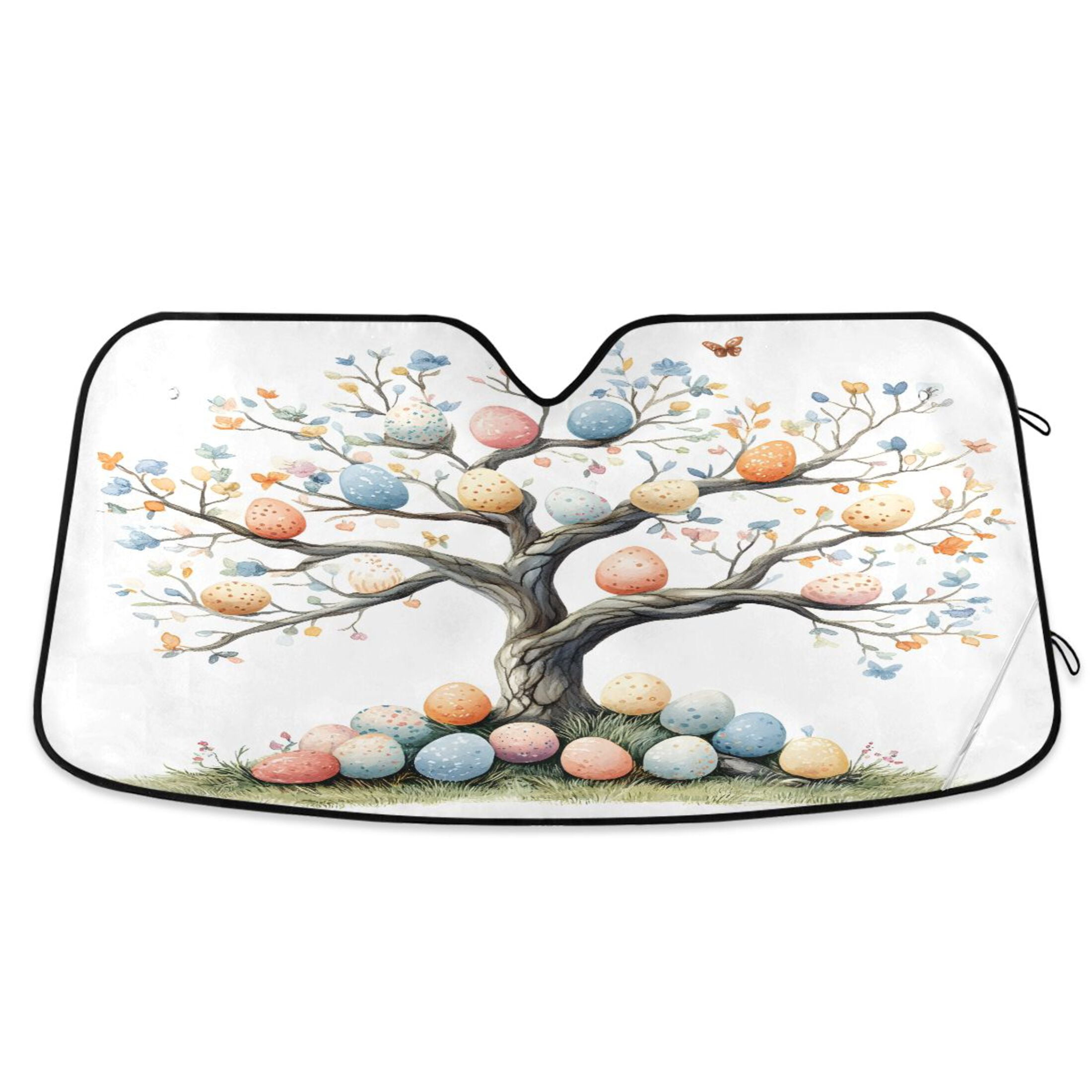 ALAZA Easter Eggs Tree Windshield Sun Shade Car Foldable Sun Visor ...