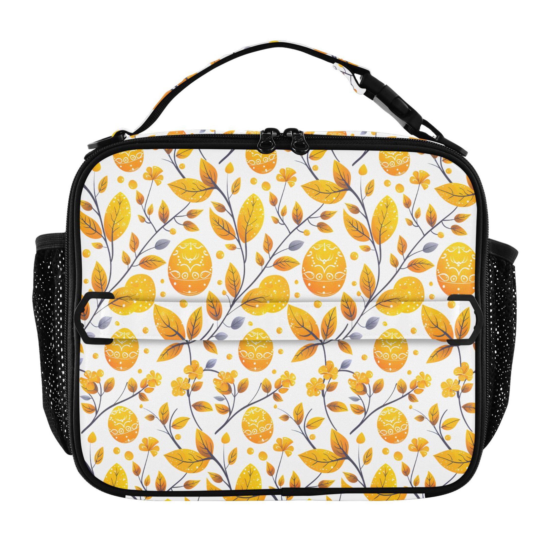 ALAZA Easters Egg and Leaves Lunch Box Insulated Lunch Bag Cooler Tote ...
