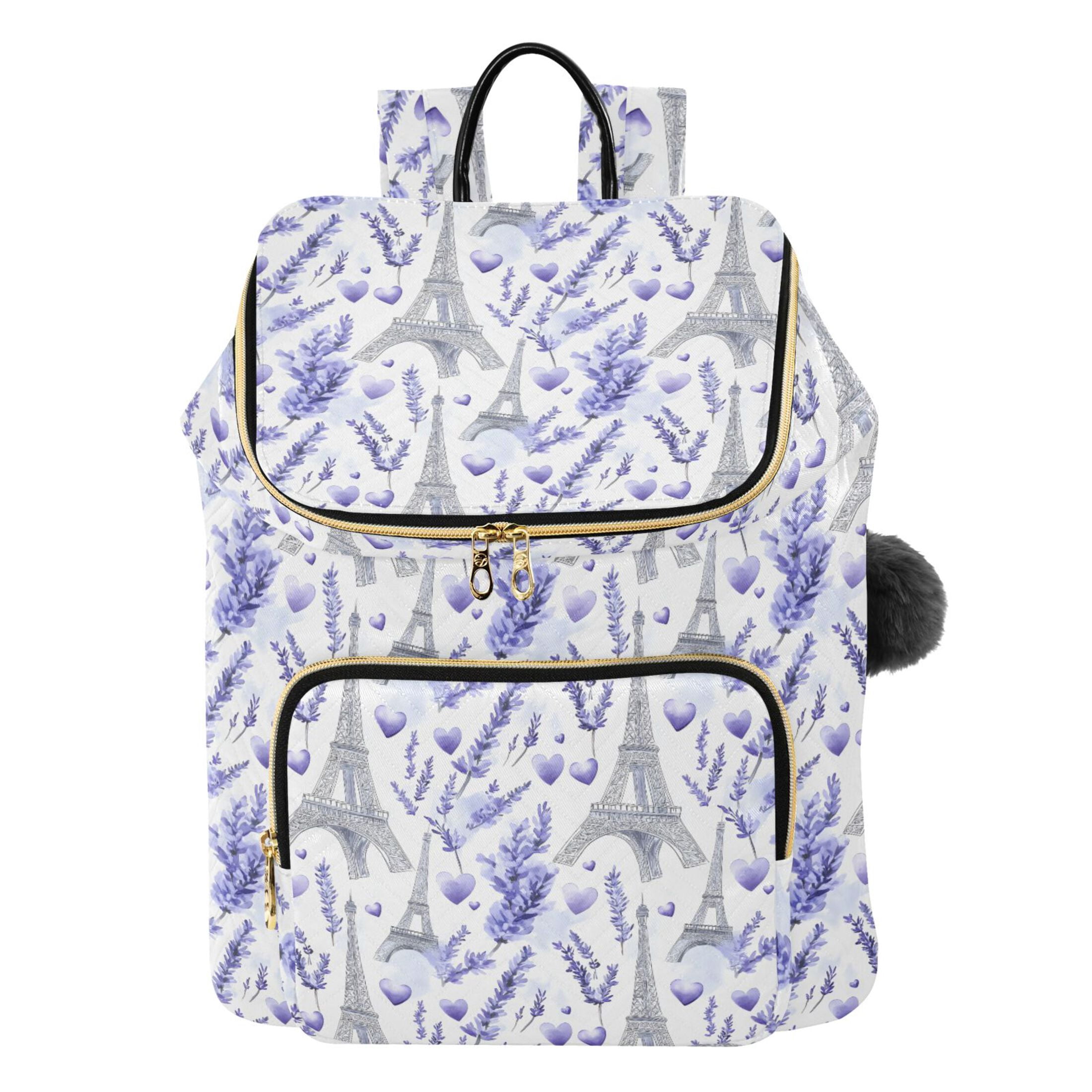 ALAZA Eiffel Tower Lavender Travel Backpack Laptop Bag Large Capacity ...