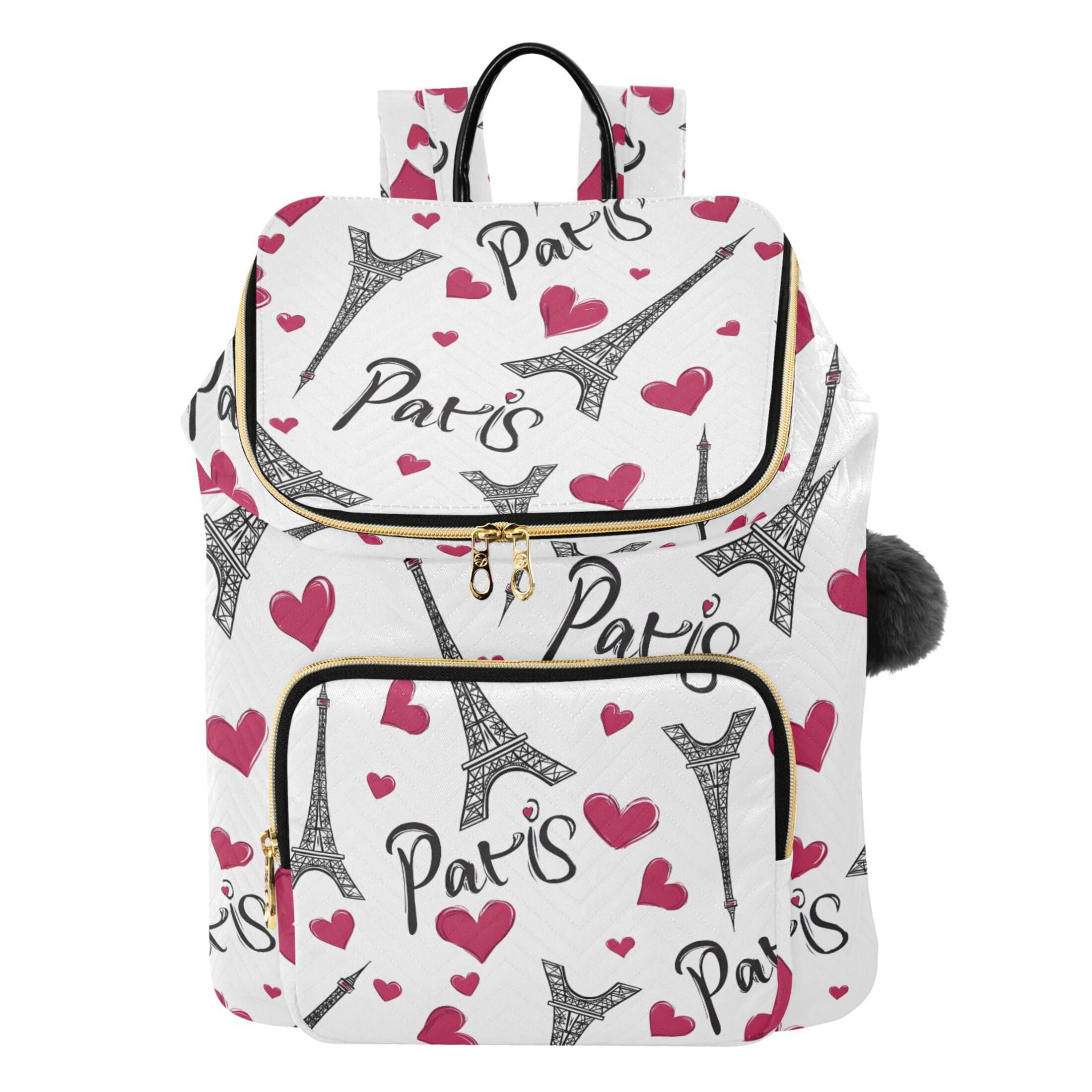 ALAZA Eiffel Tower and Hearts Travel Backpack Laptop Bag Large Capacity ...