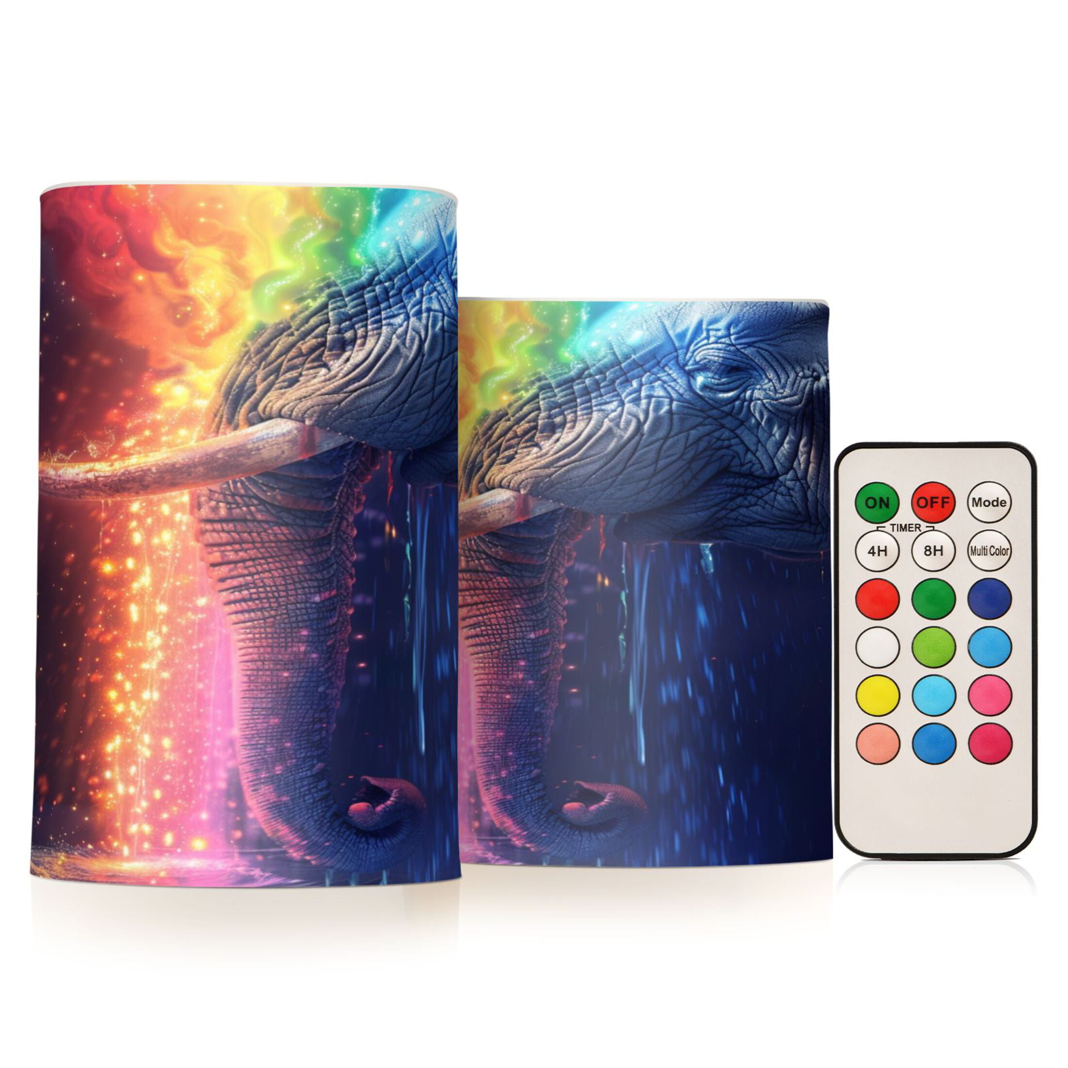 ALAZA Elephant with Rainbow Waterfall 2 PCs LED Flickering Flameless ...