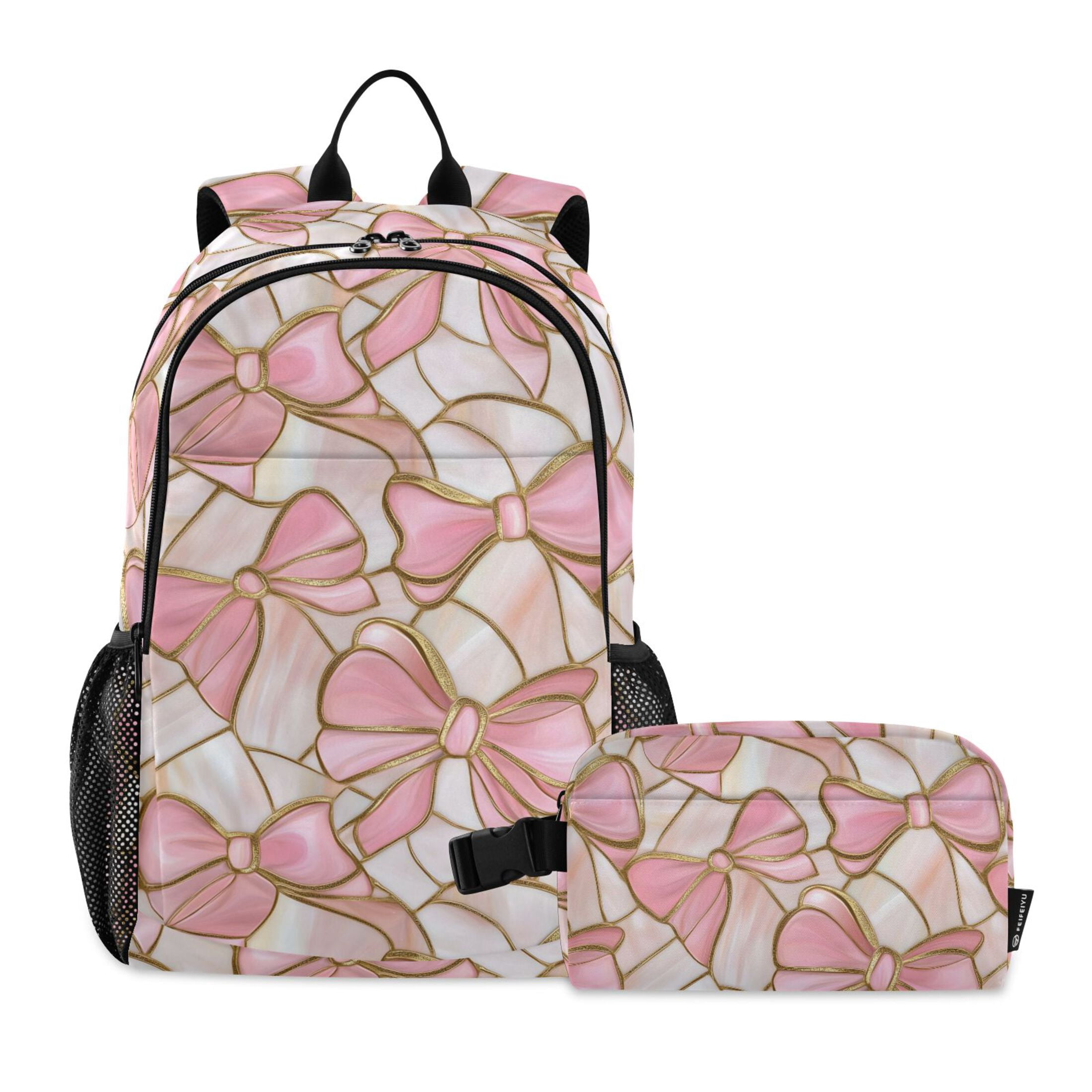 ALAZA Ethnic Bows School Backpack Lunch Box Set Student Bookbag ...