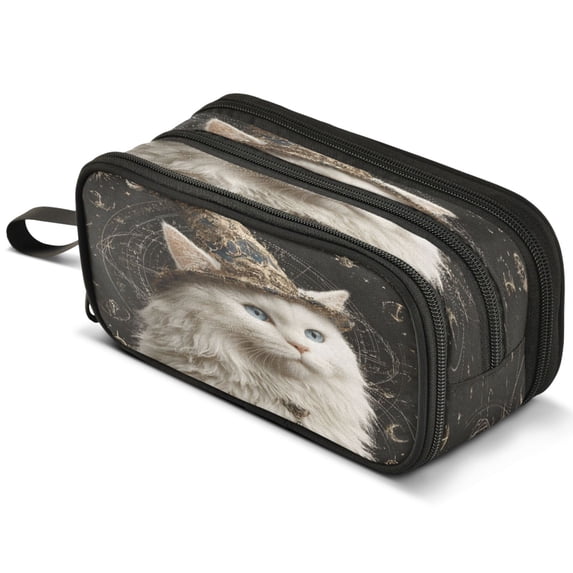ALAZA Ethnic Cat Pencil Case Bag Large 3 Compartment Pen Pouch Holder ...