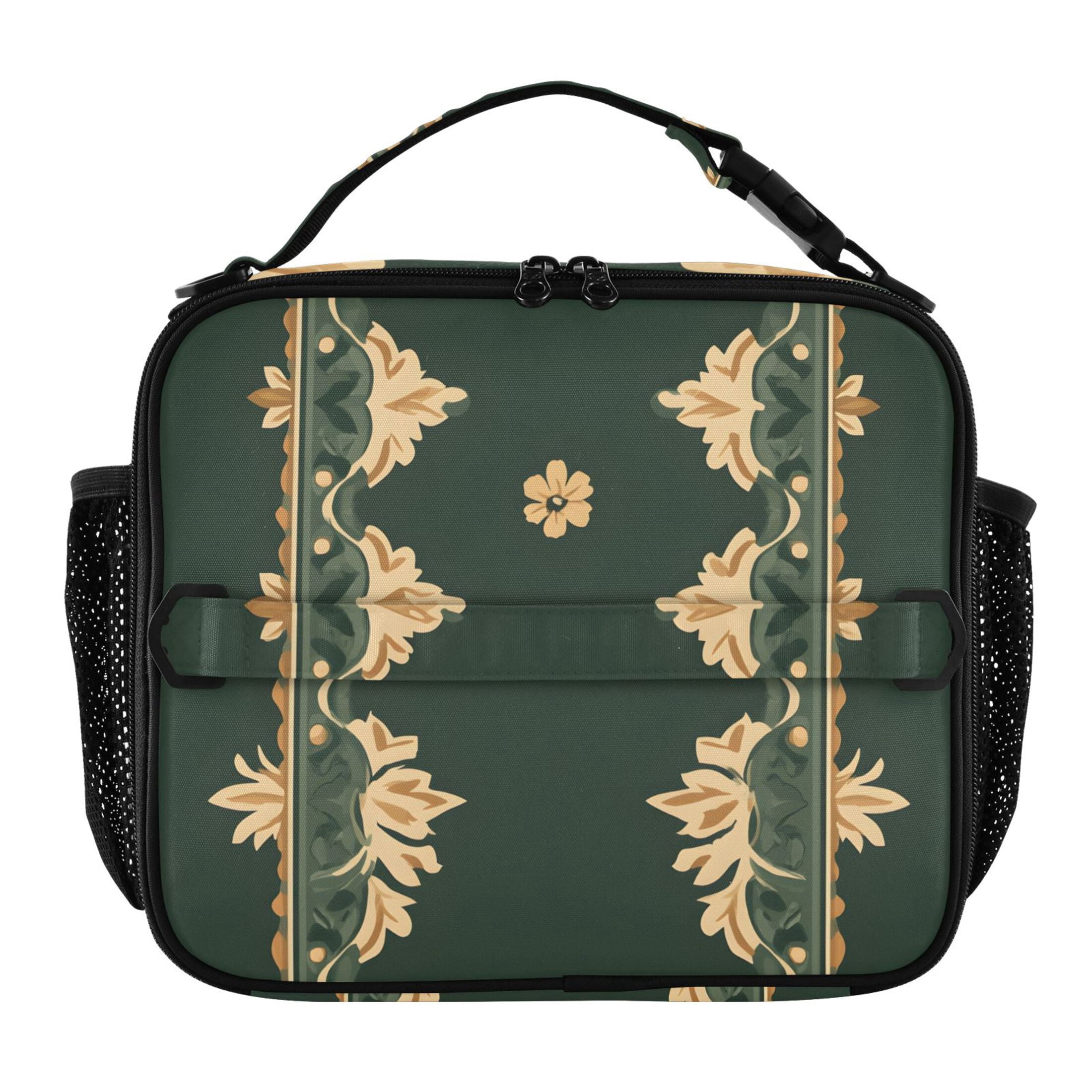 ALAZA Ethnic Retro Boho Flowers Lunch Box Insulated Lunch Bag Cooler ...