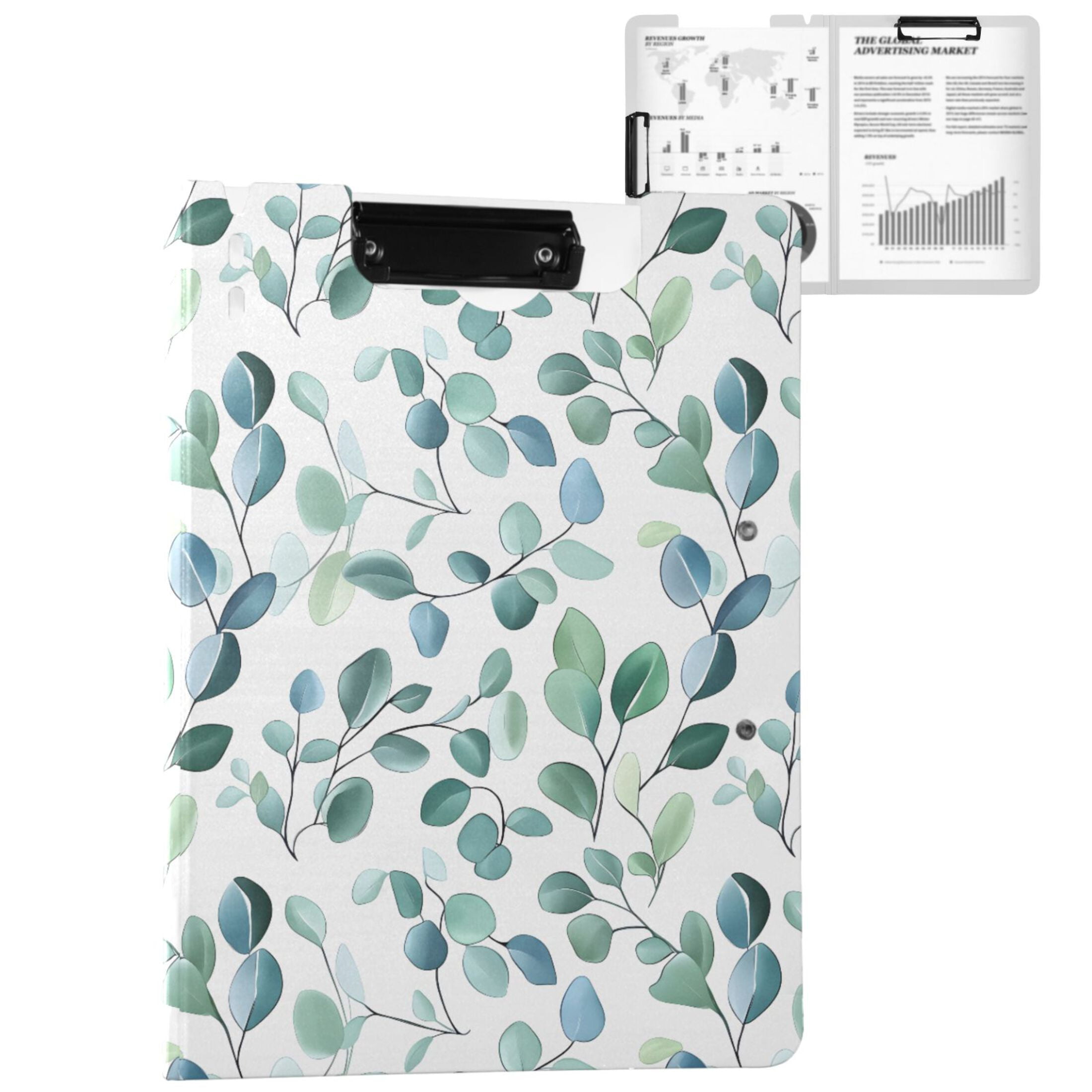 ALAZA Eucalyptus Leaves A4 Foldable Clipboard 360 Degree Folder Binder ...