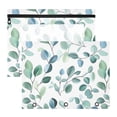 ALAZA Eucalyptus Leaves Pattern Pencil Pouch 3 Ring Binder with Clear ...