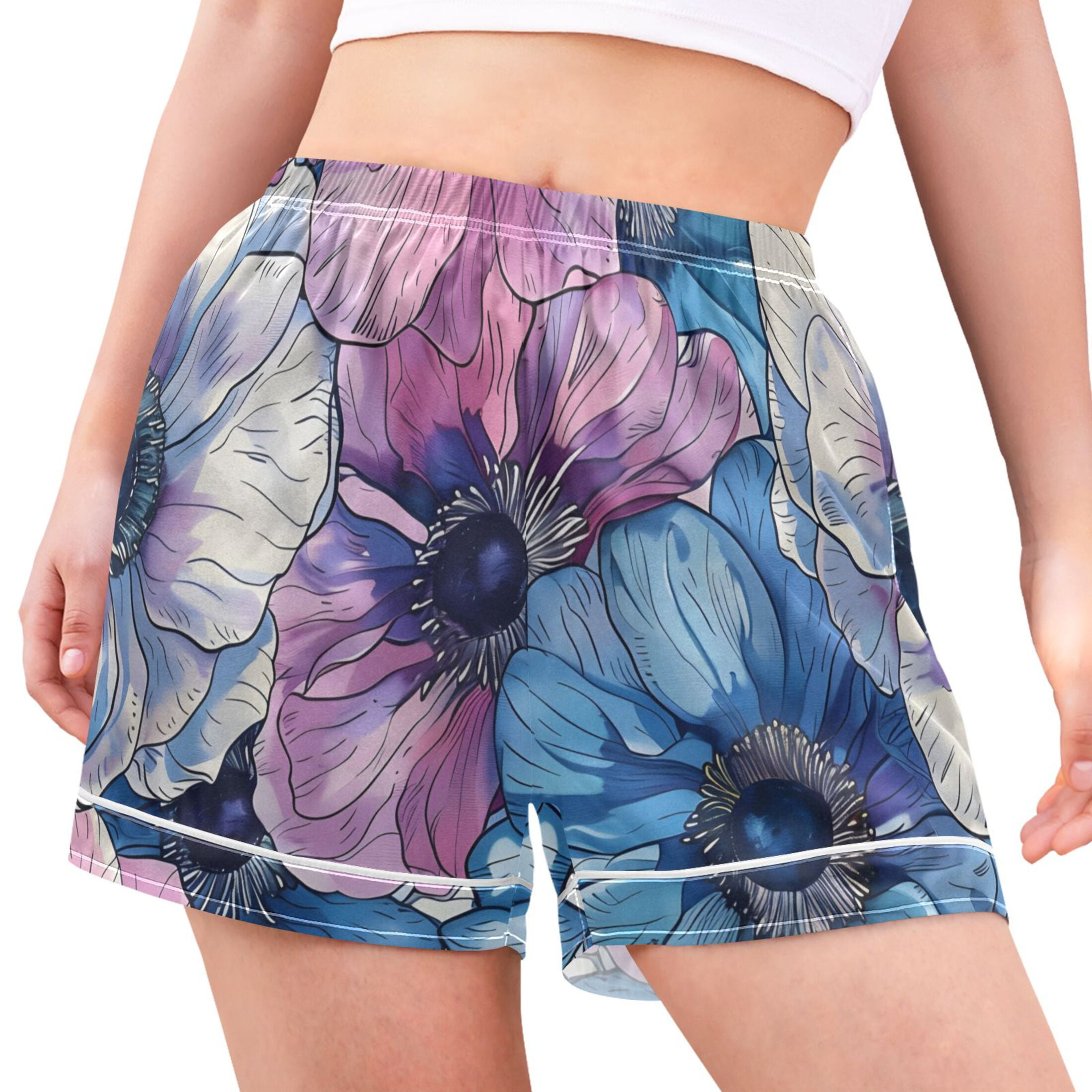 ALAZA Exotic Anemone Flower Women's Pajama Lounge Shorts Bottoms Sleep ...