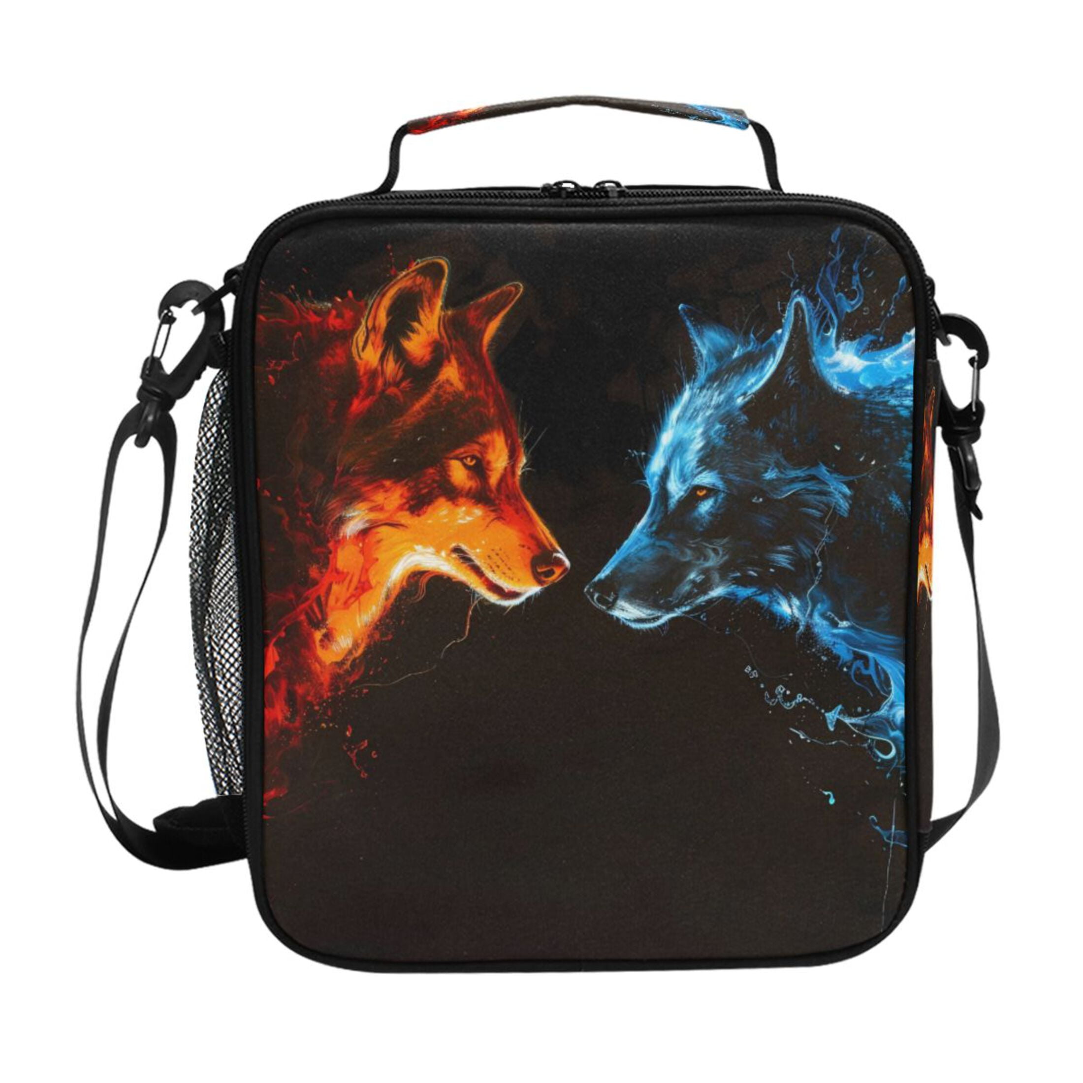 ALAZA Facing Wolf Lunch Box Insulated Lunch Bag Reusable Thermal Cooler ...
