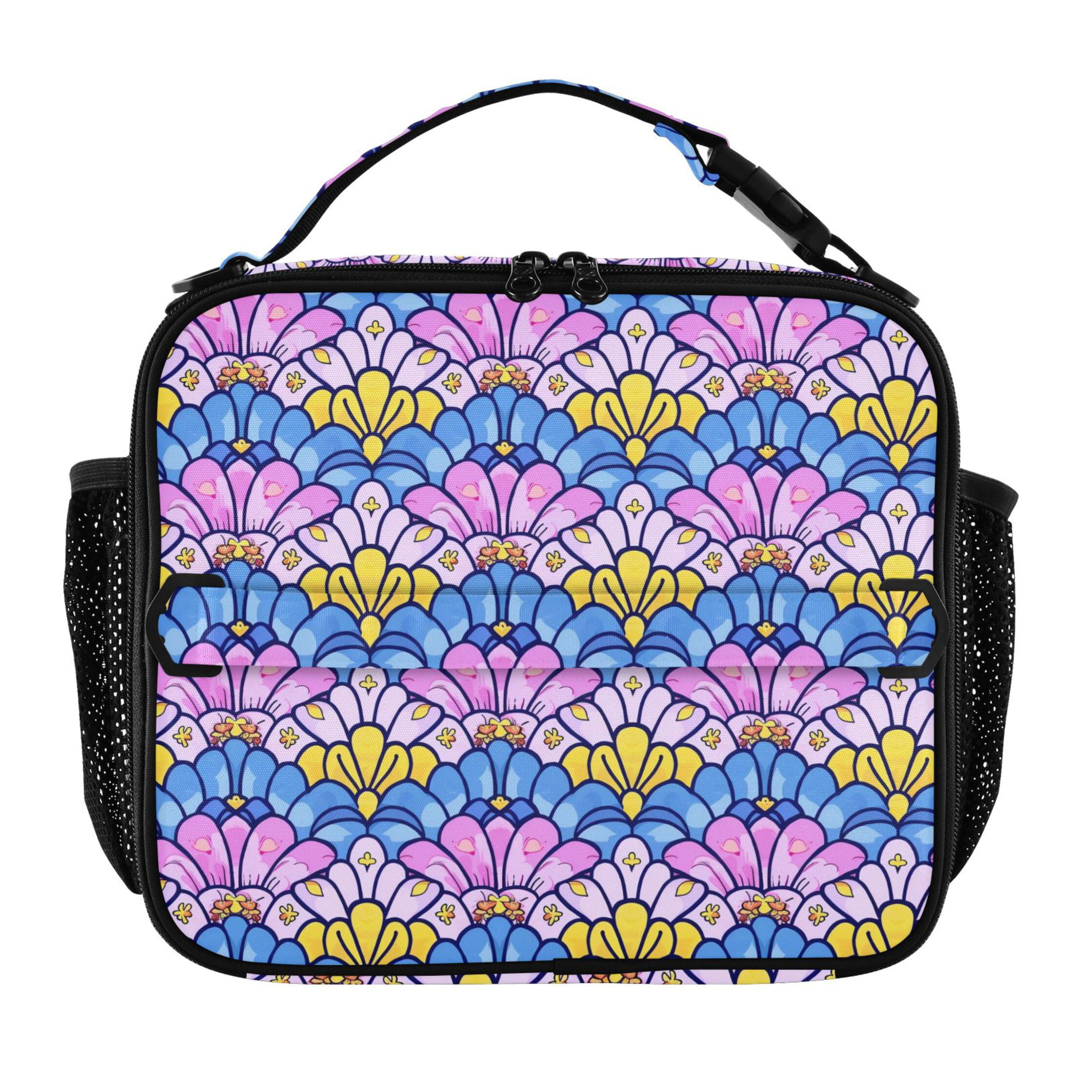 ALAZA Fantasy Mermaid Scale Floral Lunch Box Insulated Lunch Bag Cooler ...