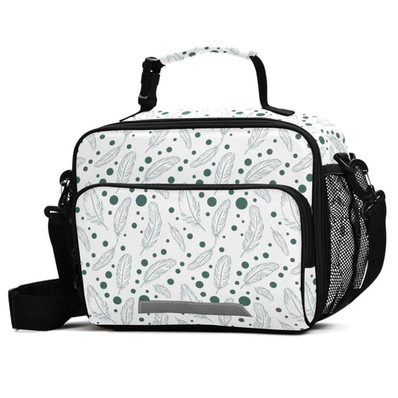 ALAZA Feather Polka Lunch Box Insulated Cooler Bag Reusable Tote Bags ...